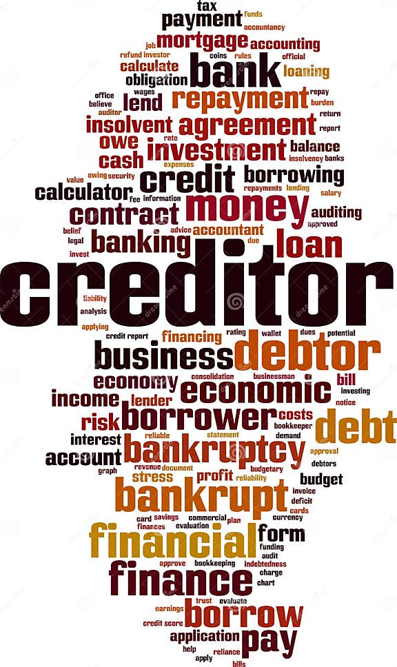 Creditor word cloud stock vector. Illustration of bankrupt - 213092525