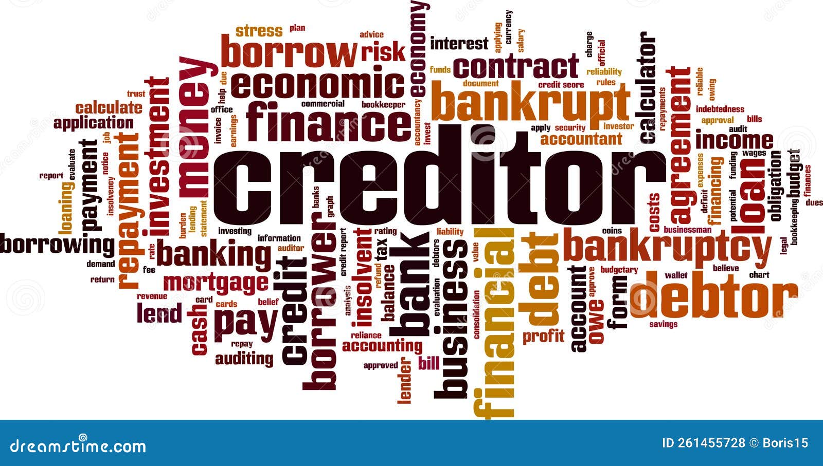 Creditor word cloud stock vector. Illustration of interest - 261455728