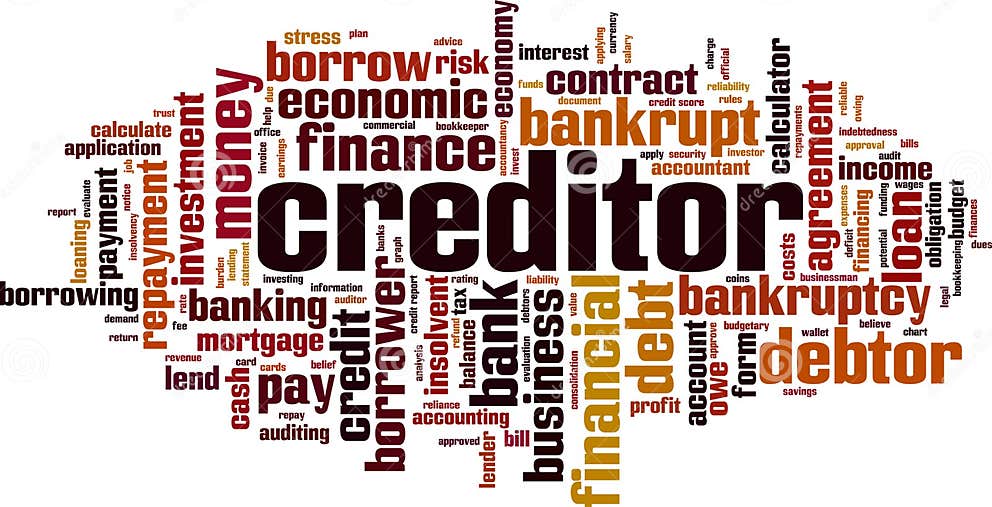 Creditor word cloud stock vector. Illustration of interest - 261455728