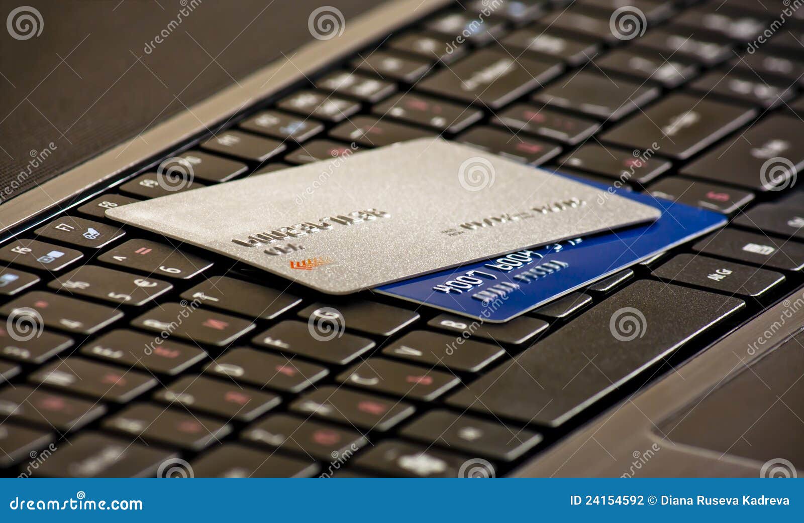 Credits Cards on a Computer Keyboard Stock Photo - Image of commerce ...