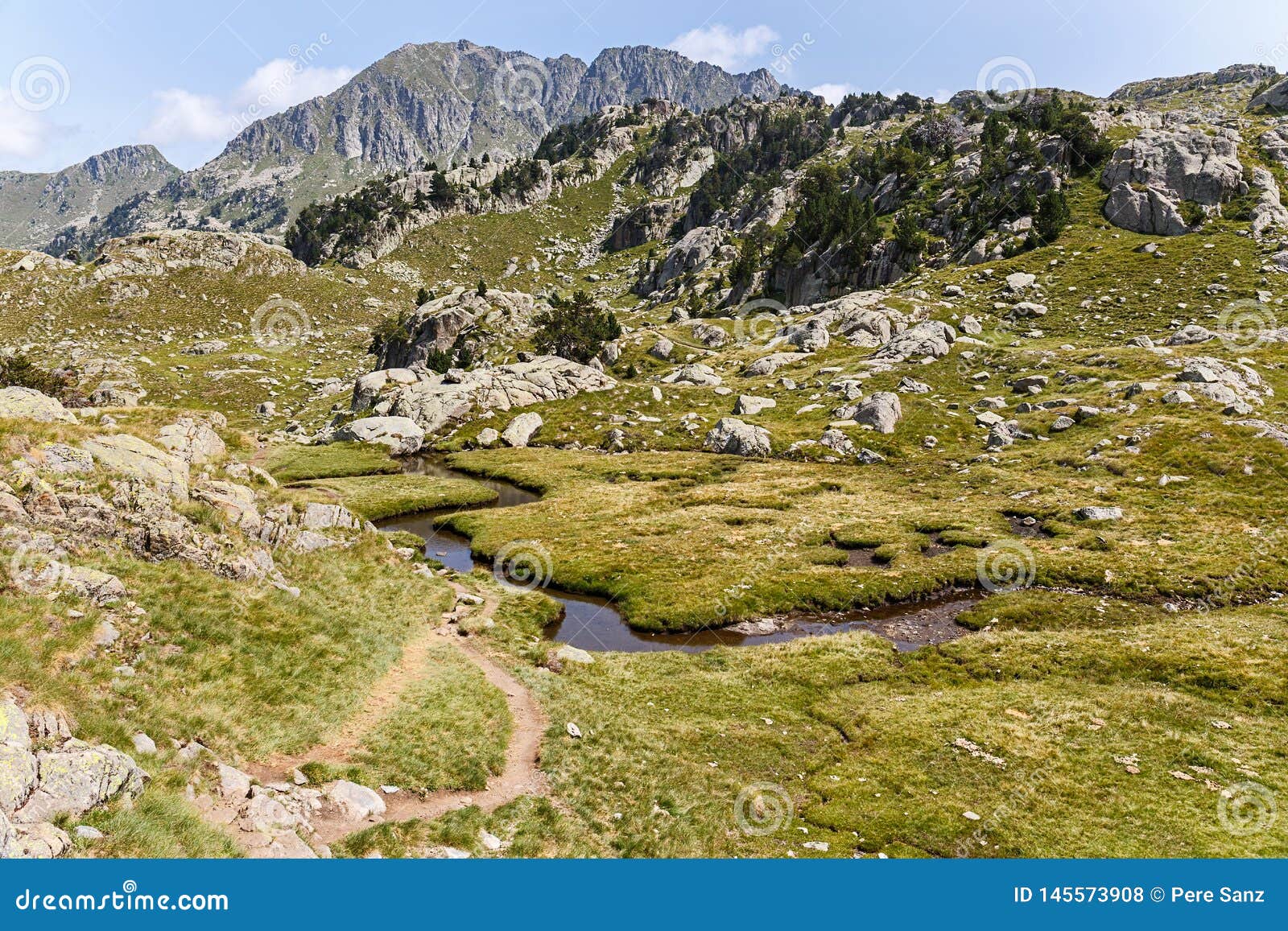 Creek Crossing a Beautiful Valley in the Pyrenees Stock Photo - Image ...