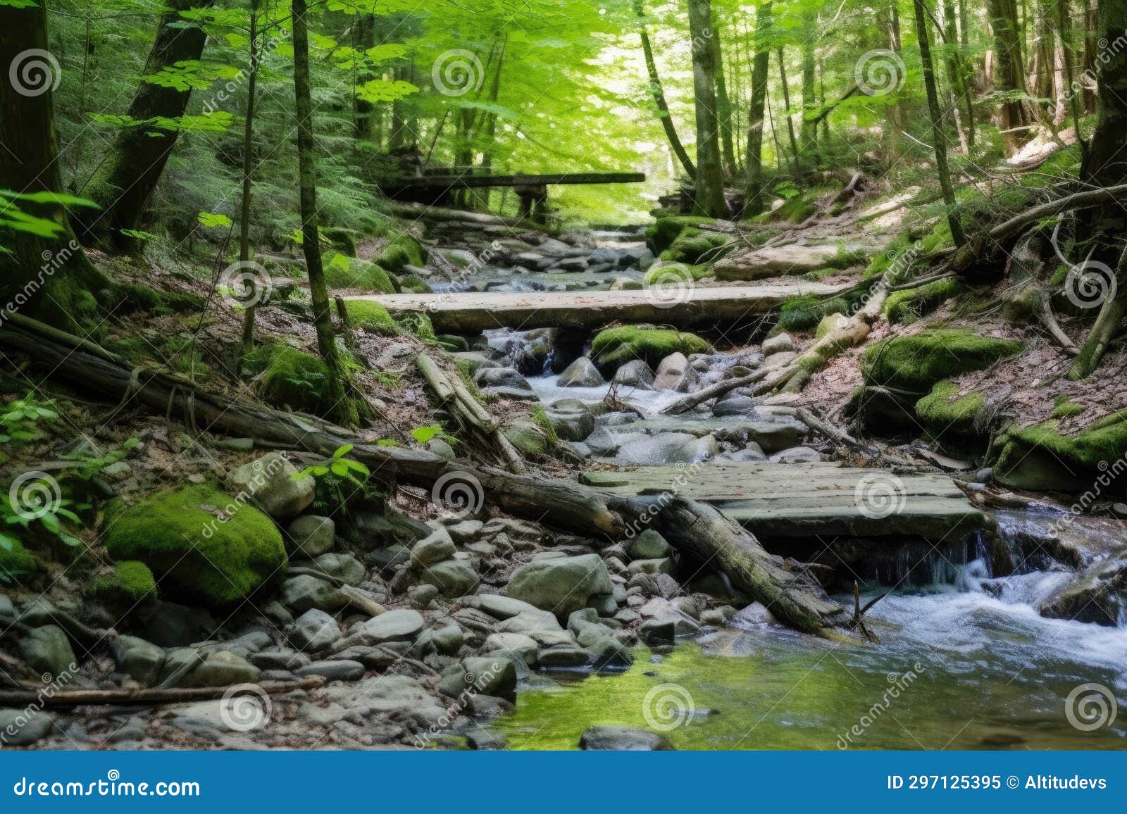 A Creek Crossing on a Wooded Trail Stock Image - Image of forest ...