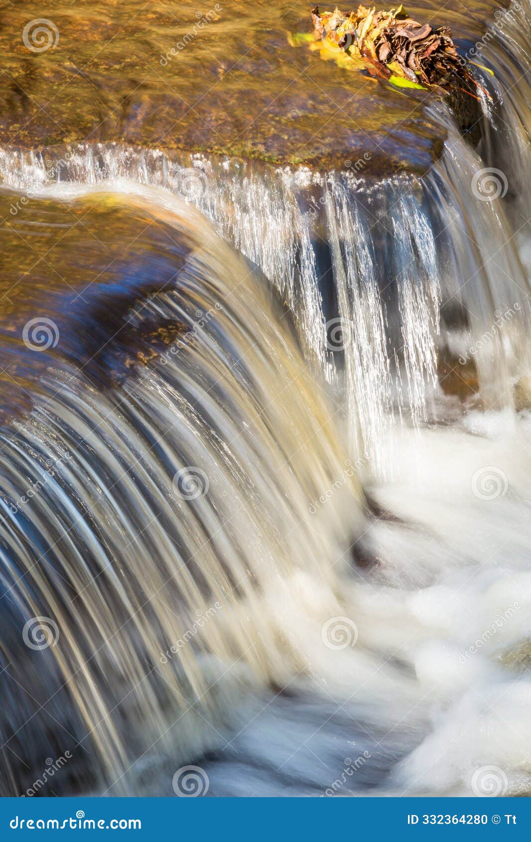 Creek with Flowing Water in a Small Waterfall Stock Photo - Image of ...