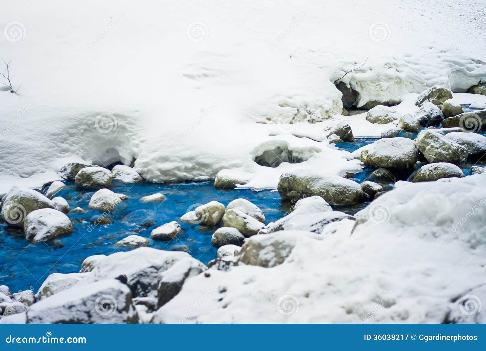 Creek Flowing in Winter Wilderness Stock Image - Image of clean, motion ...