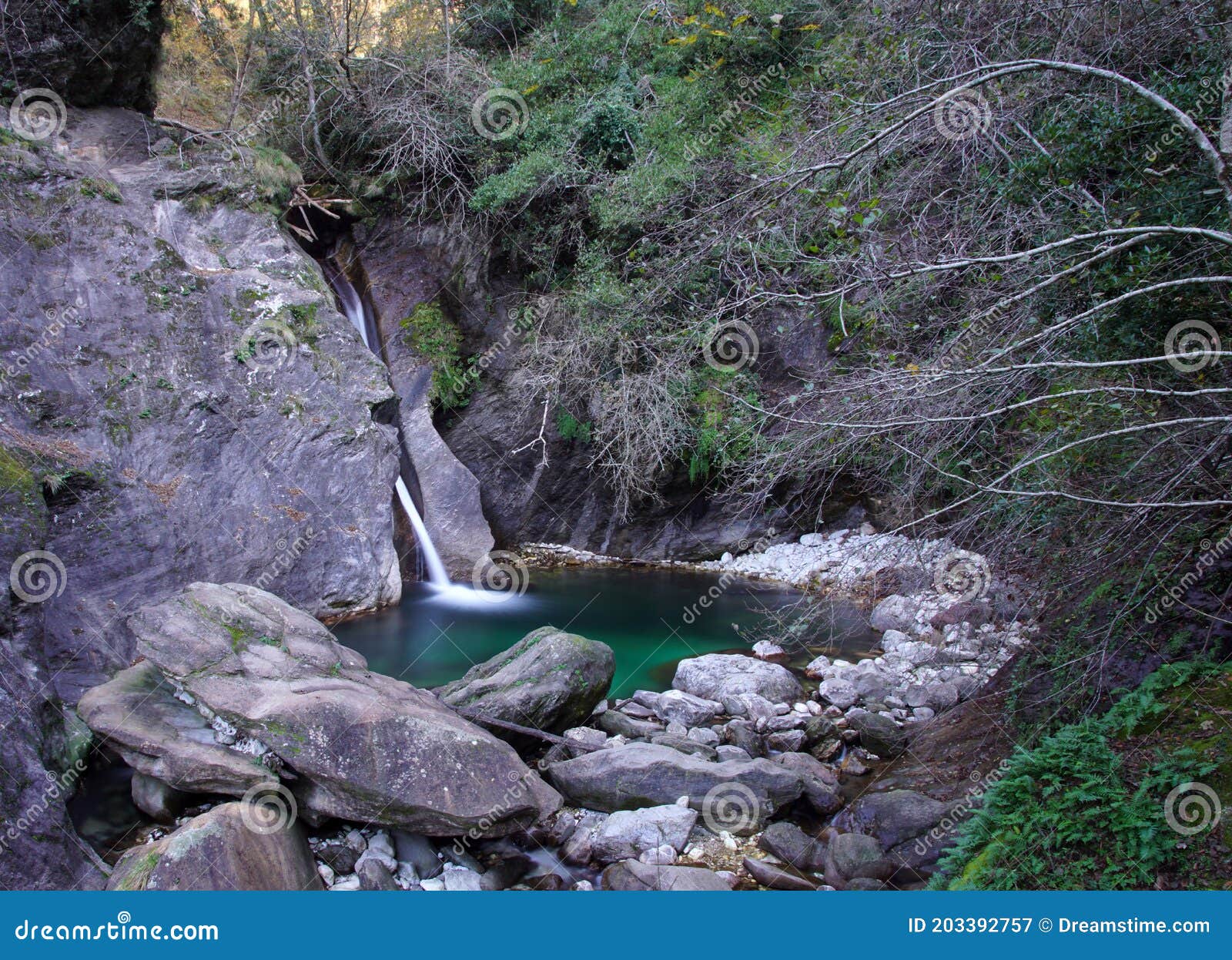 Creek in the Forest with Rocks Stock Image - Image of mountains ...