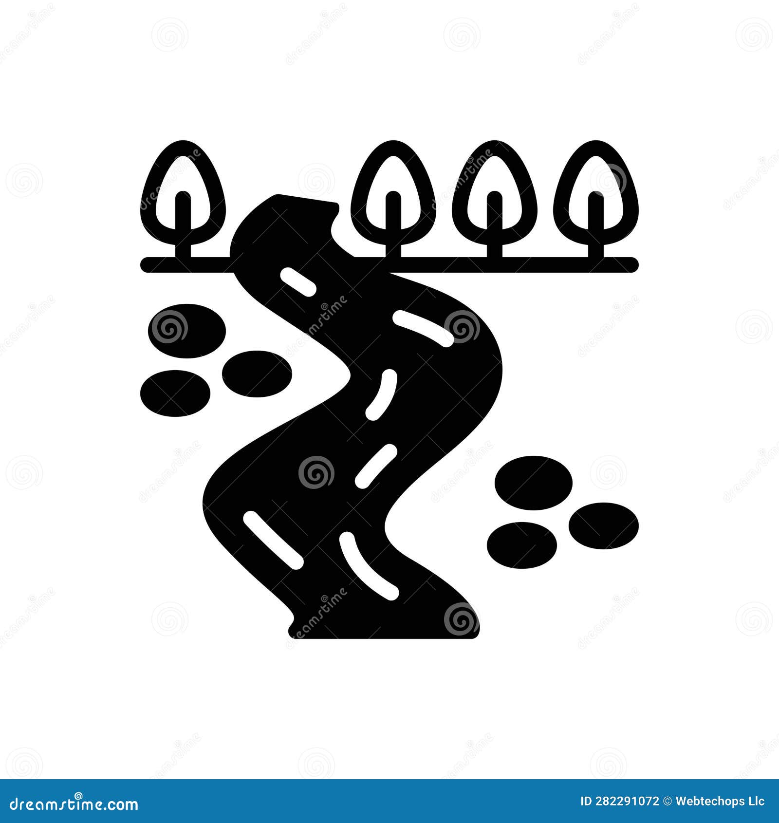 Black Solid Icon for Creek, Rivulet and Valley Stock Illustration ...