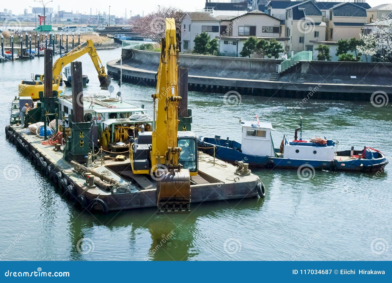 Creek river dredger stock image. Image of gravel, dredger - 117034687