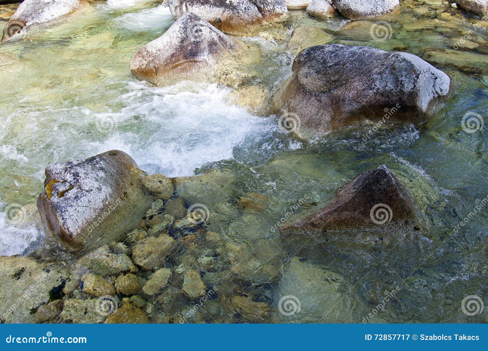 Creek Water with Large Rocks Stock Image - Image of outdoors, foam ...