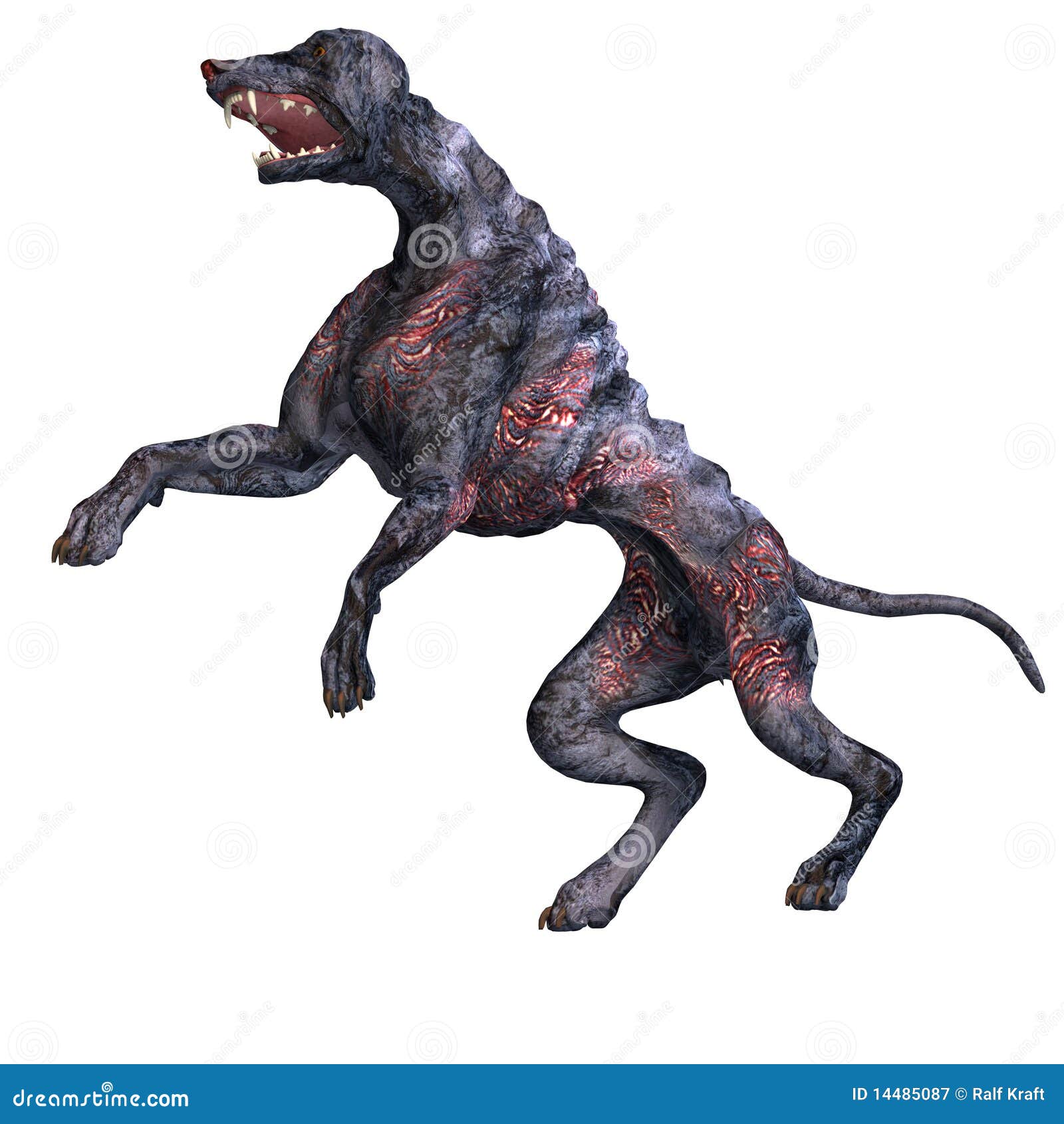 Creepy Alien Dog Out of Hell. 3D Rendering with Stock Illustration ...
