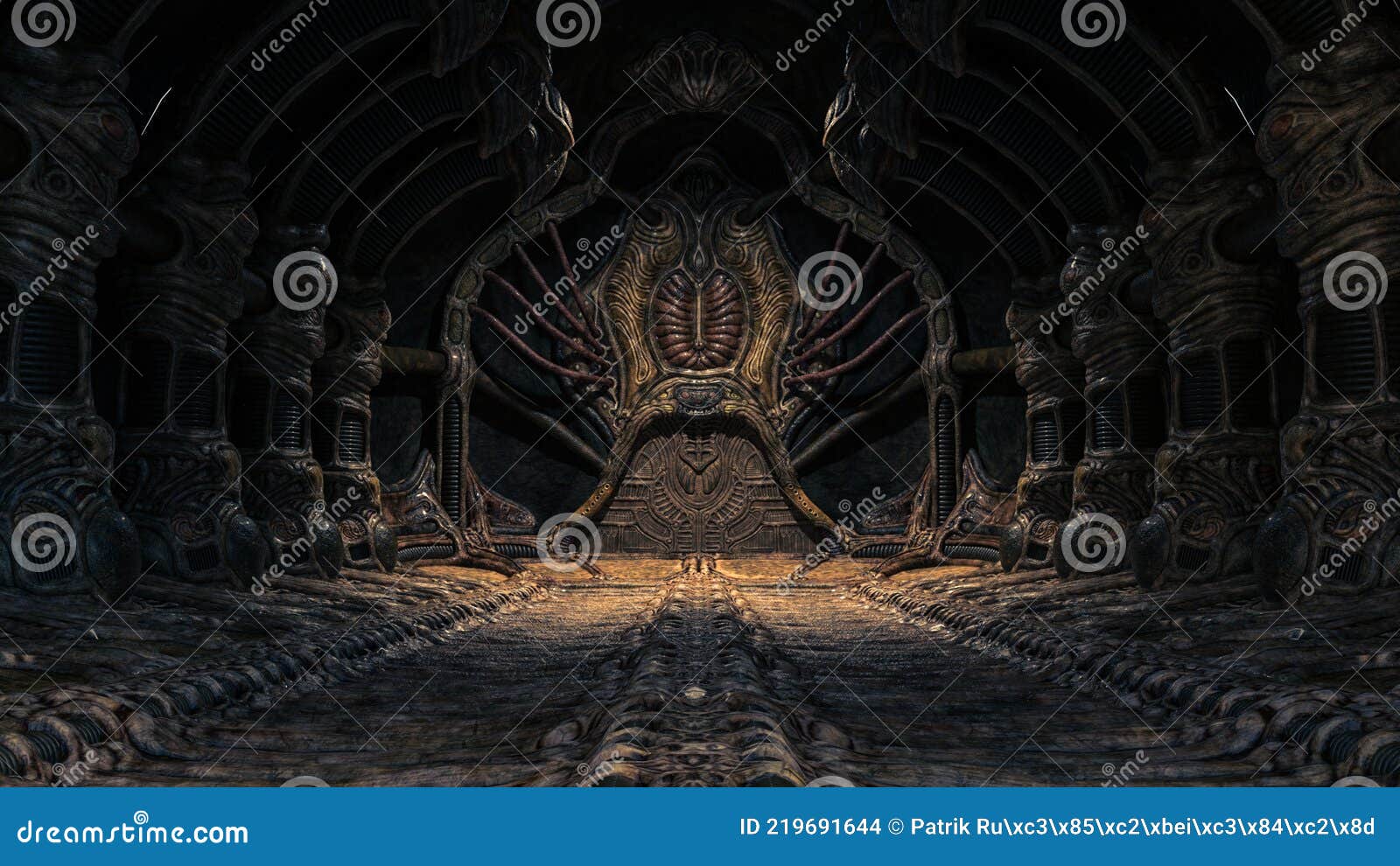 Creepy Alien Underground Cave Stock Illustration - Illustration of ...