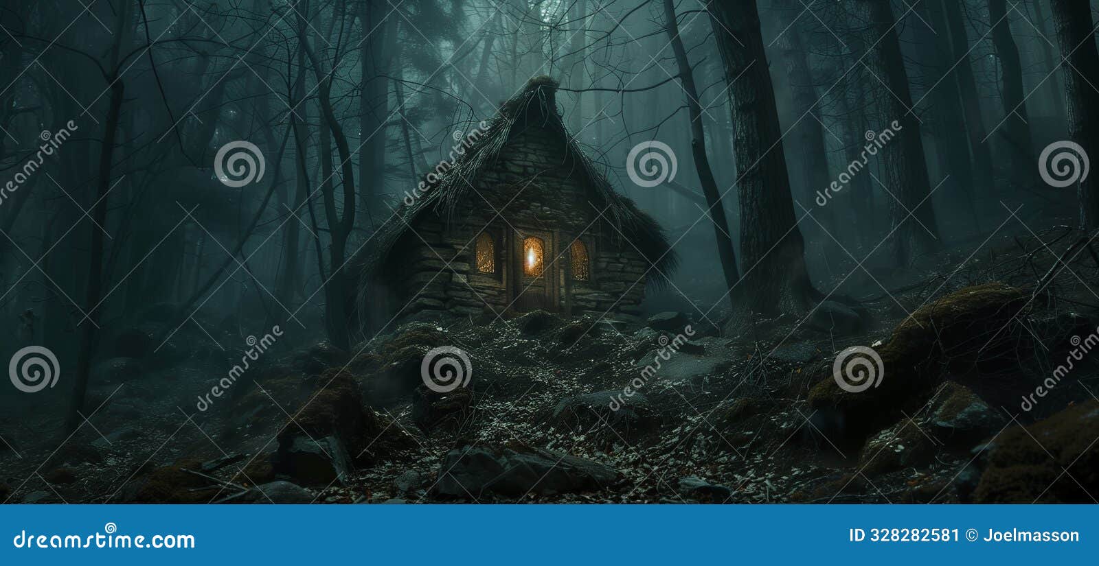 Creepy Cabin in the Deep Dark Woods Stock Illustration - Illustration ...