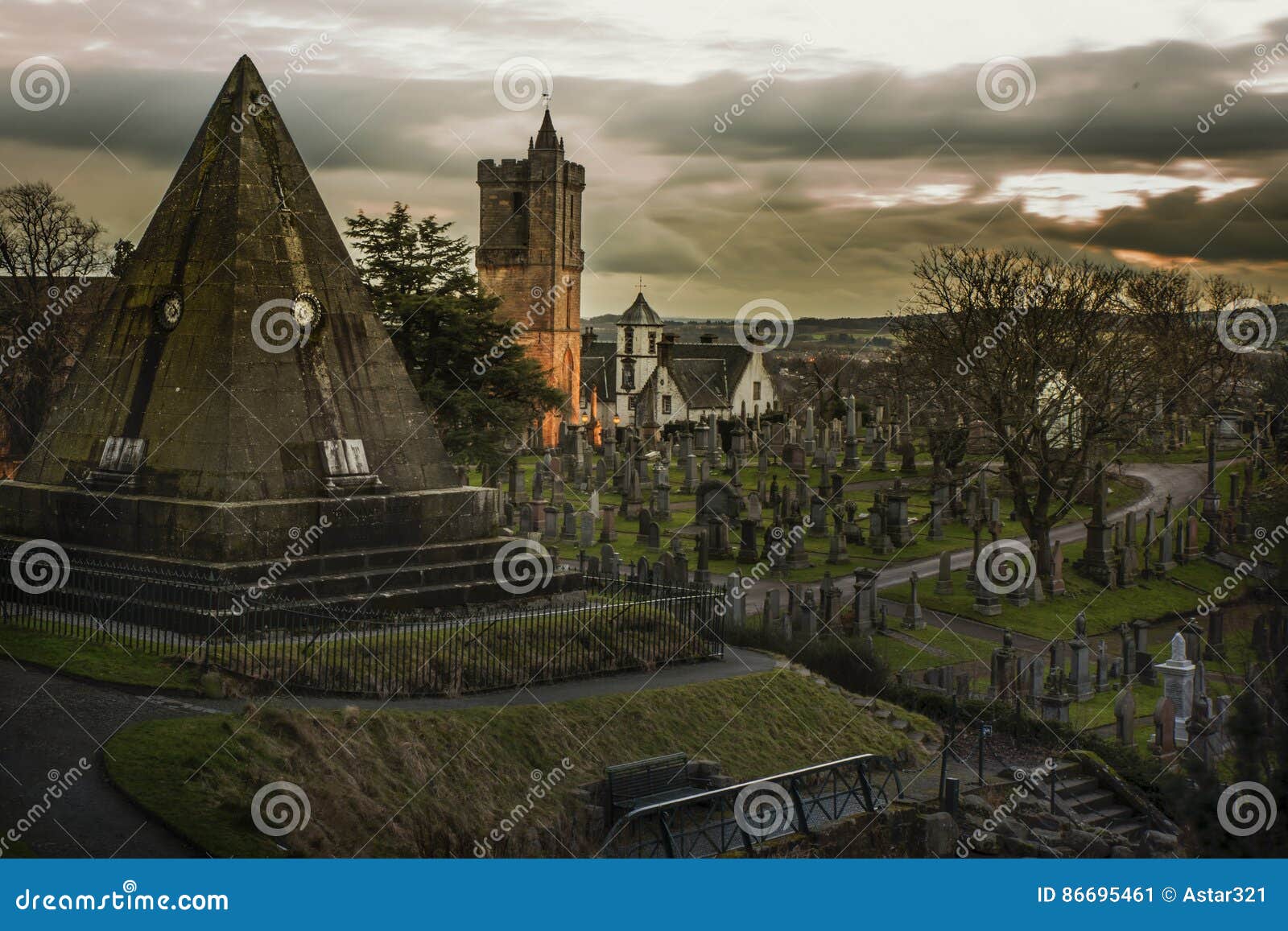 Creepy Castle Graveyard stock image. Image of stirling - 86695461