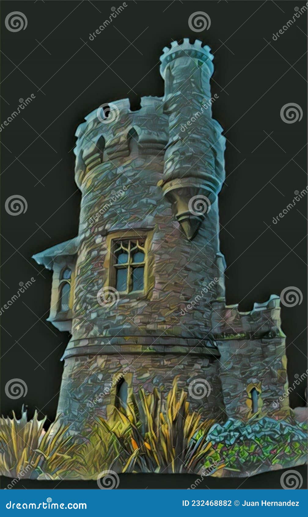 Creepy Castle Tower with Vegetation Stock Photo - Image of creepy ...