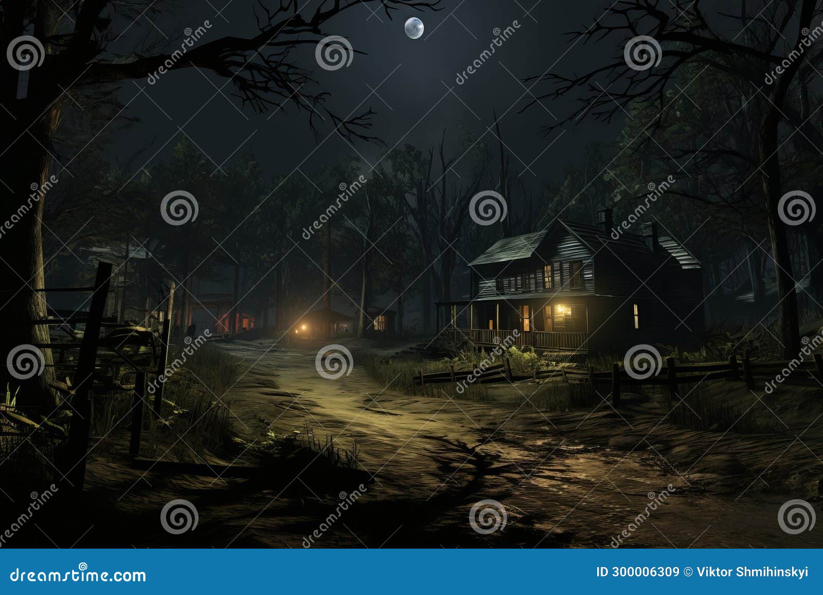 Creepy And Charming Lunar Victorian Streets At Night Royalty-Free Stock ...