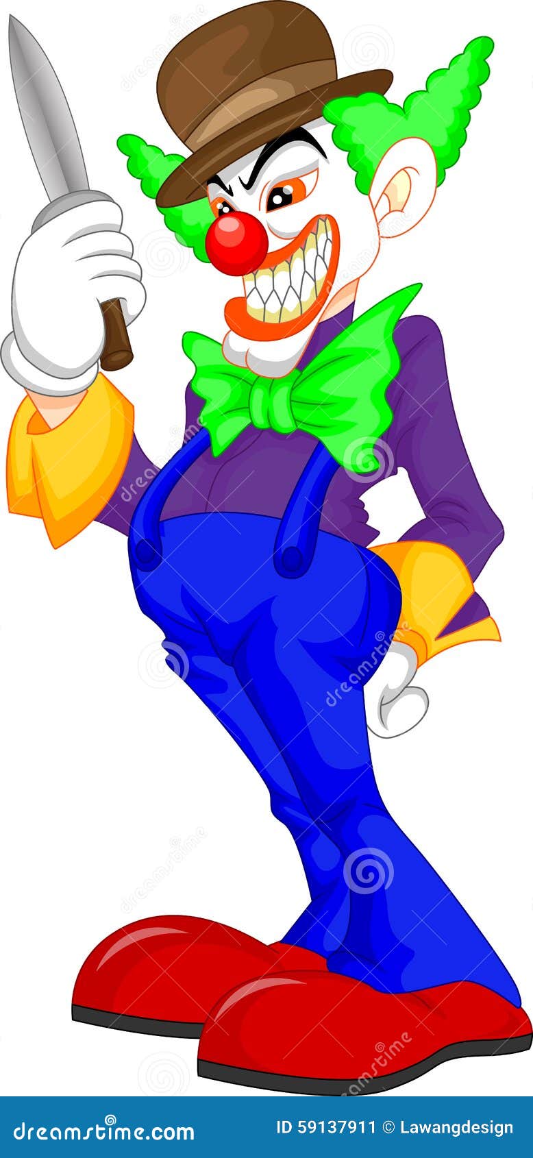 Creepy clown cartoon stock vector. Illustration of adorable - 59137911