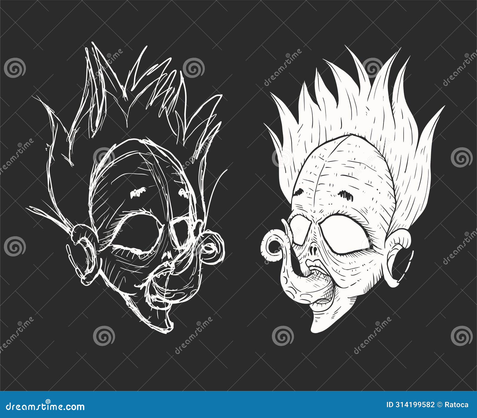 Creepy creature draw stock vector. Illustration of vector - 314199582