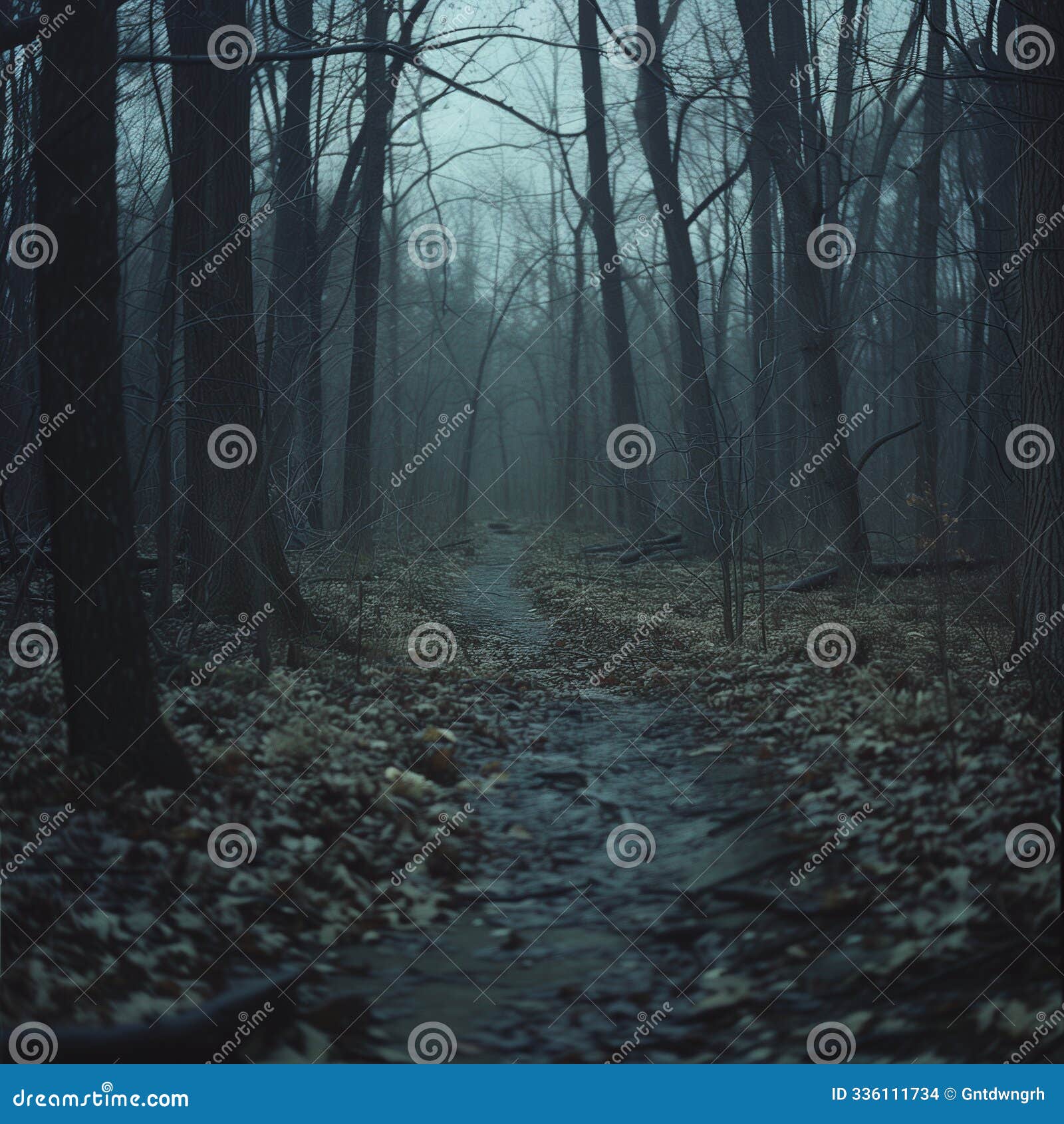 Creepy Dark Forest, Scary Pathway. Lonely Path Stock Illustration ...