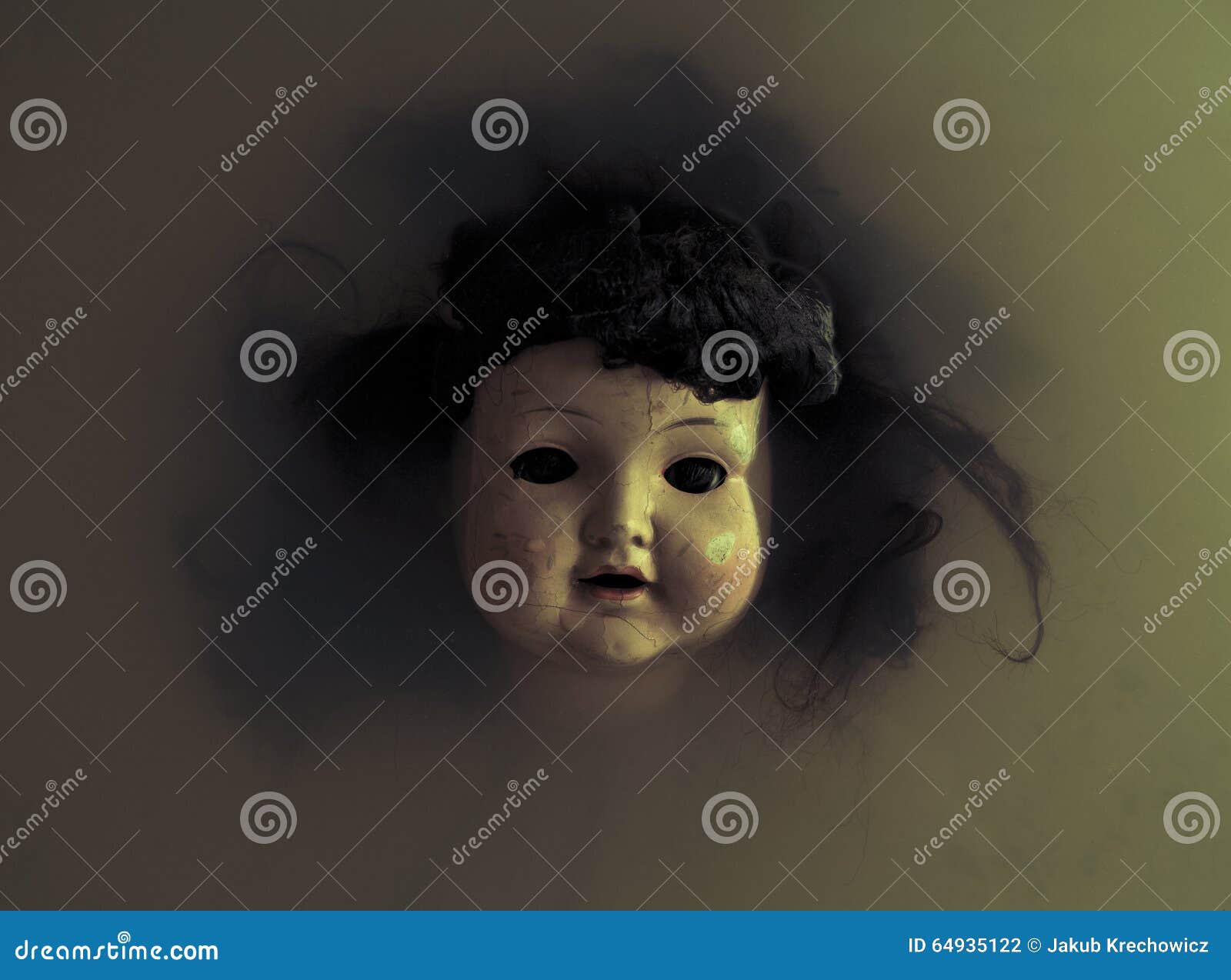 Creepy Old Doll Head. Broken Abandoned Damaged Scary Toy In A Garbage ...