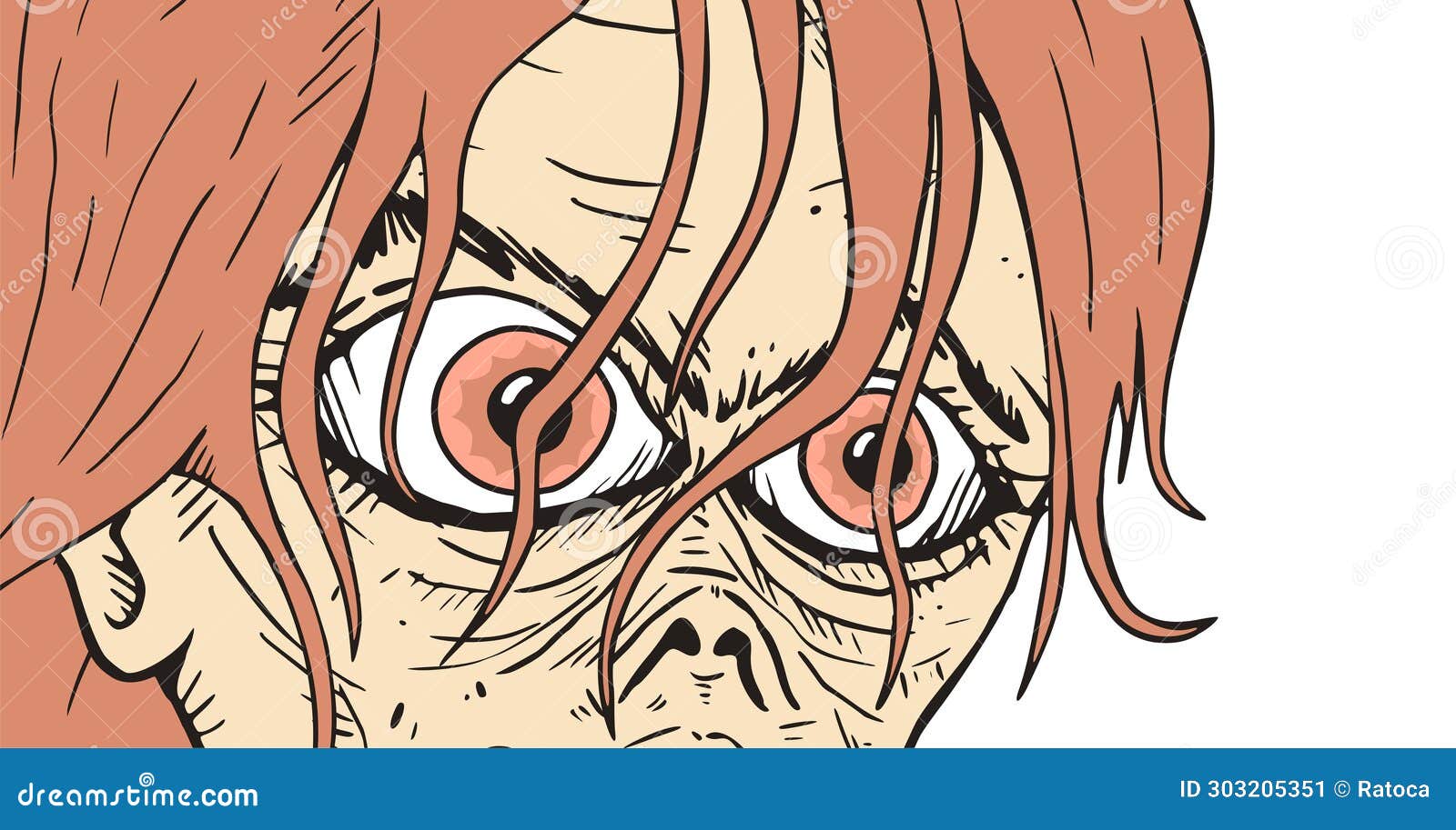 Creepy face draw stock vector. Illustration of design - 303205351