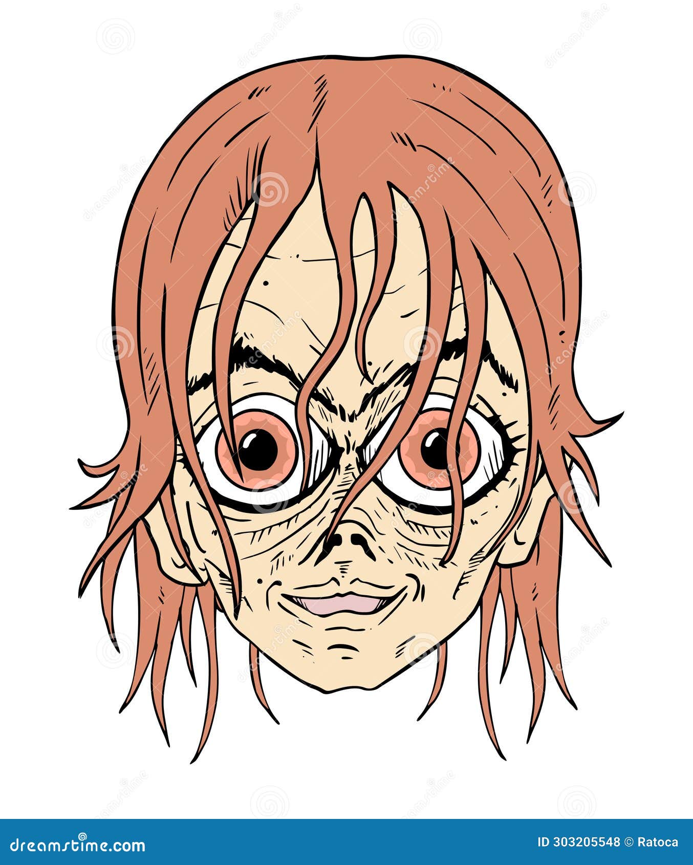 Creepy face draw stock vector. Illustration of drawing - 303205548