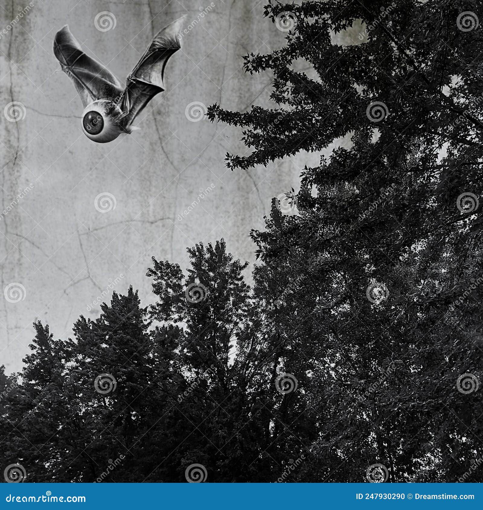 Creepy flying eye stock illustration. Illustration of flying - 247930290