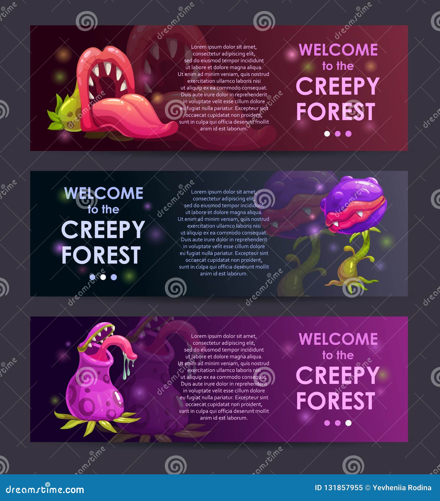 Creepy Predator Evil Monster Plant Illustrations Silhouette Cartoon ...