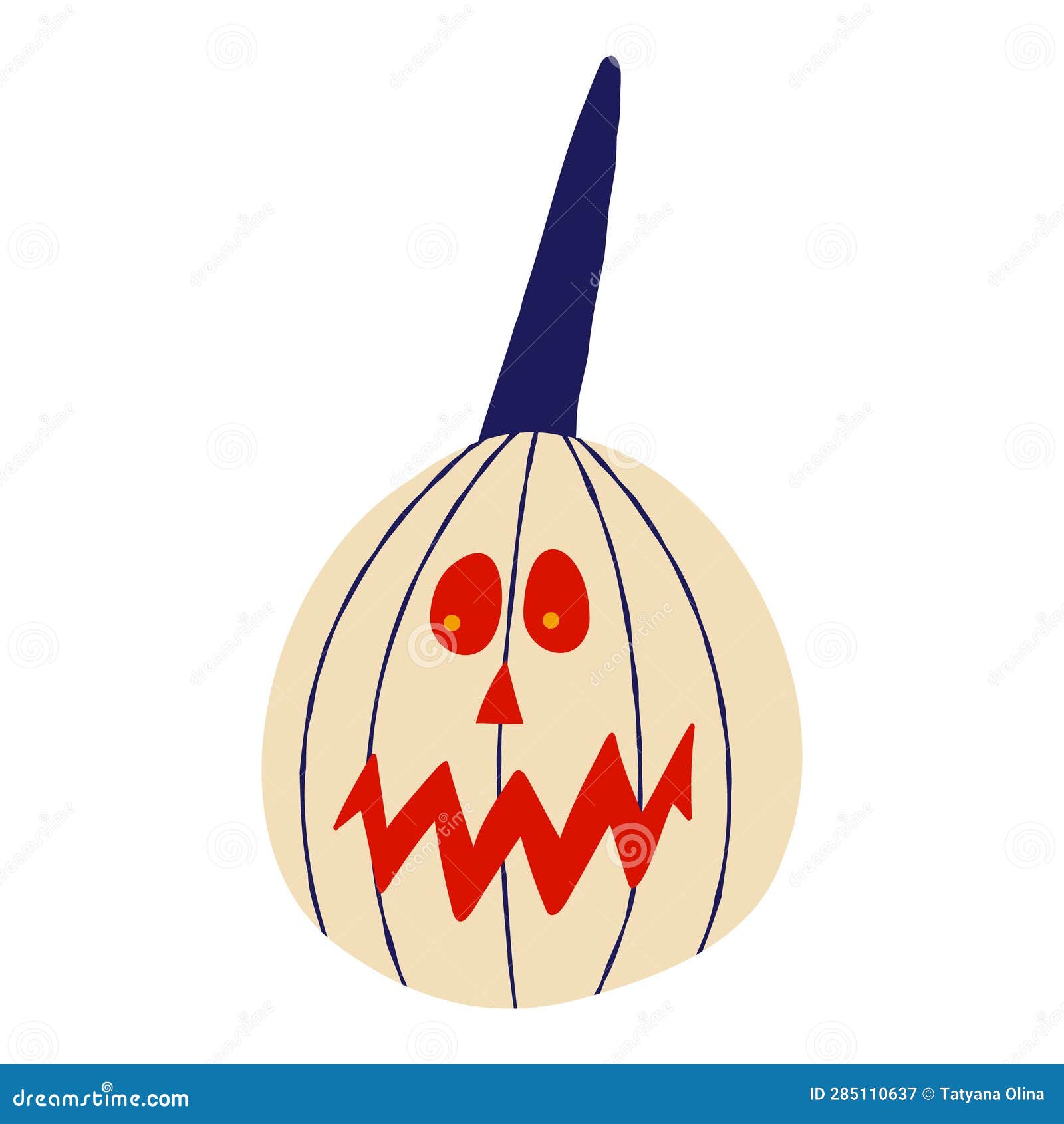 Funky Pumpkin with an Evil Muzzle, an Illustration in a Modern Childish ...