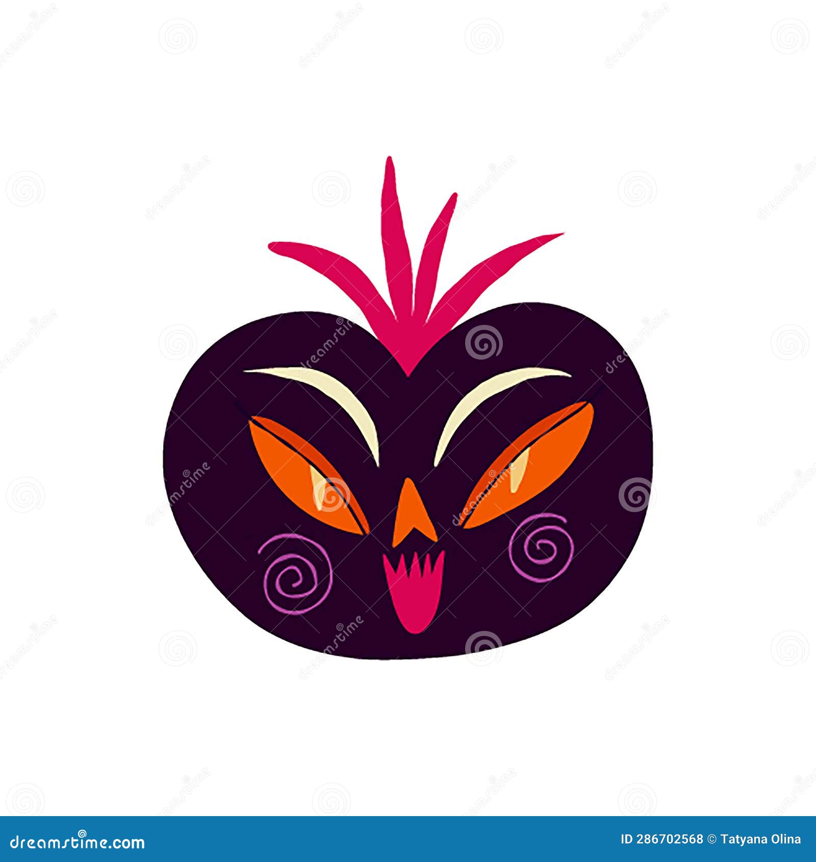 Funky Pumpkin with an Evil Muzzle, an Illustration in a Modern Childish ...