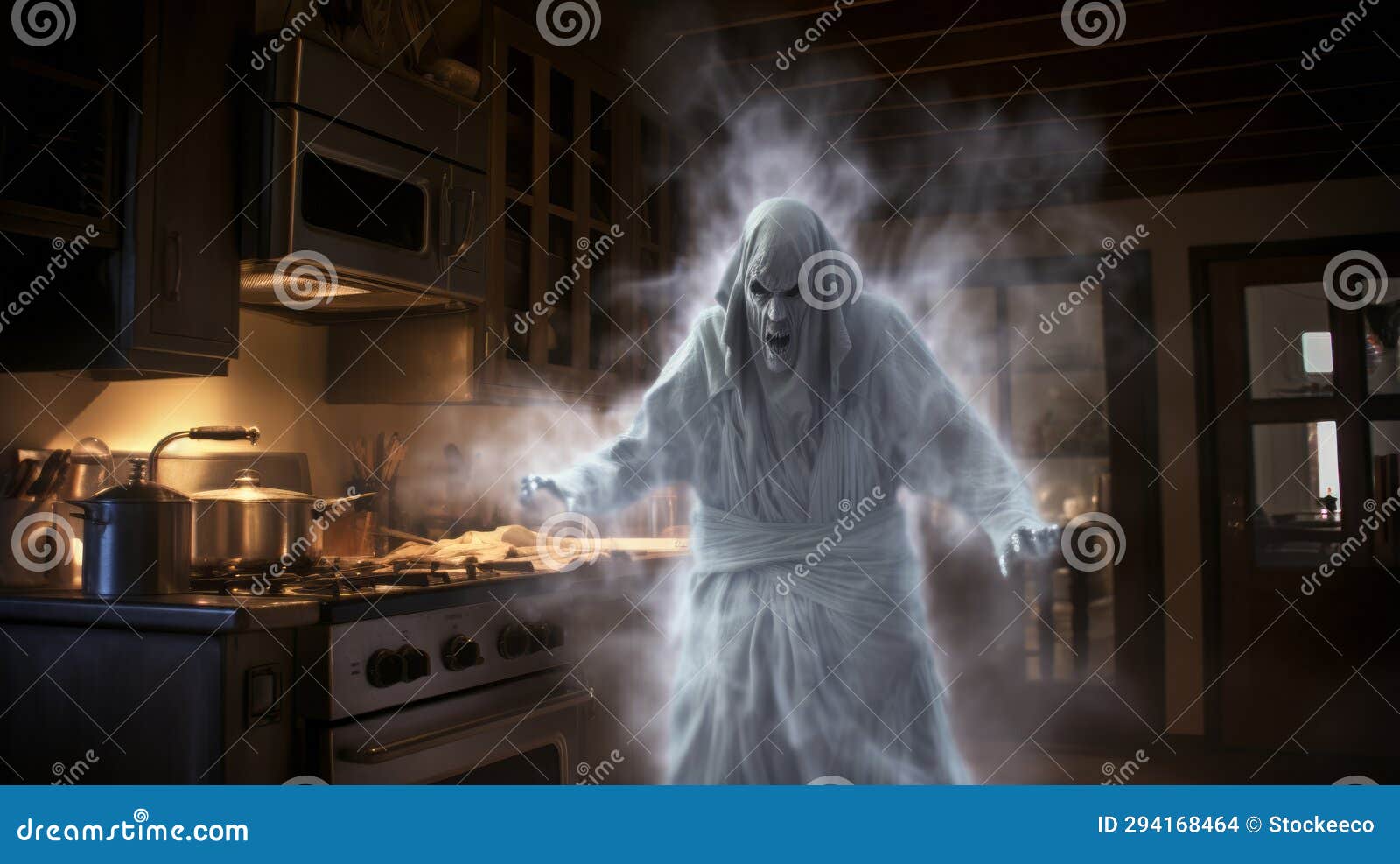 Creepy Genie Ghost in Kitchen: Hyper-realistic Haunting Figuratism ...