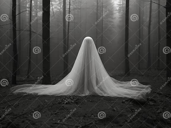 Creepy ghost in the mist stock illustration. Illustration of halloween ...