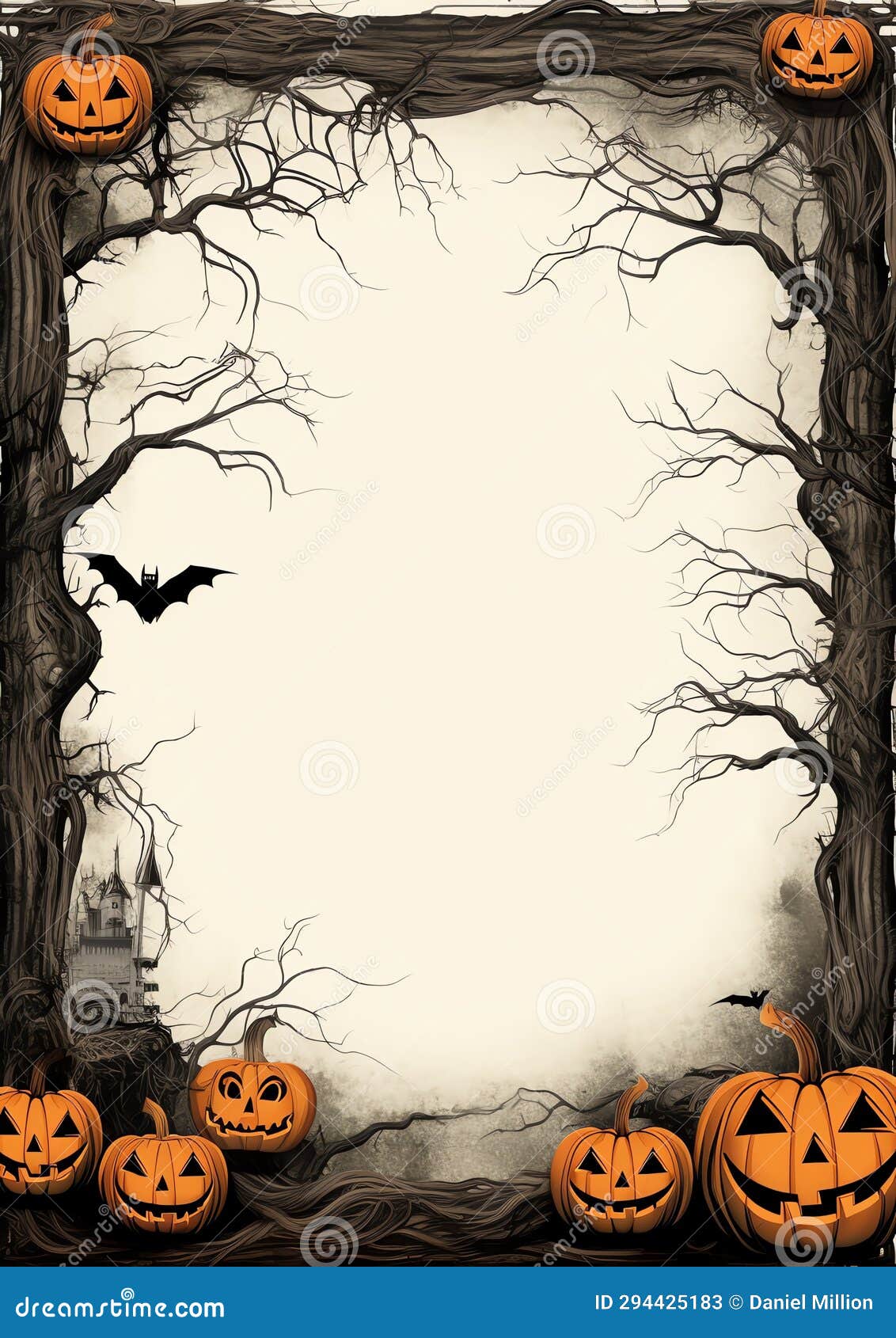 Creepy Halloween Frame Border Stock Illustration - Illustration of ...