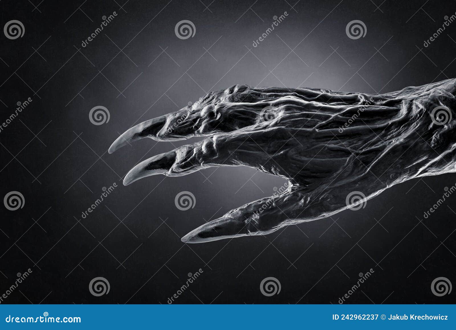 Mad Creepy Monster Screaming. Cartoon Vector Illustration Of Spooky ...