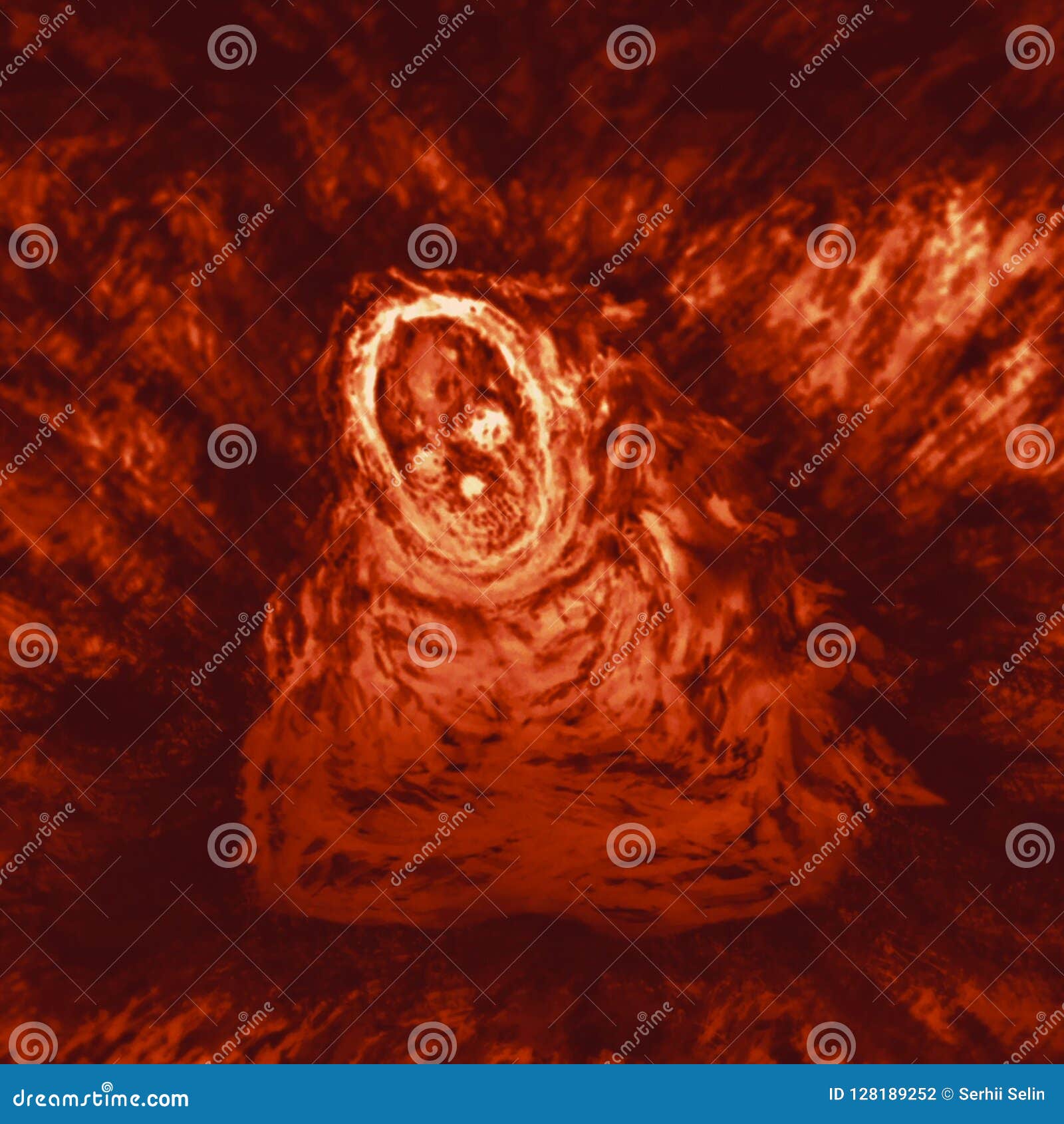 Creepy Mummy Sits on the Ruins Stock Illustration - Illustration of ...