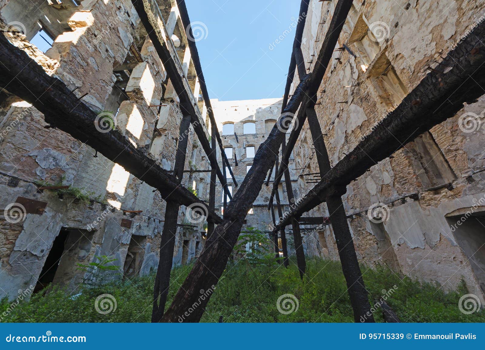 Creepy Old building. stock image. Image of green, industrial - 95715339