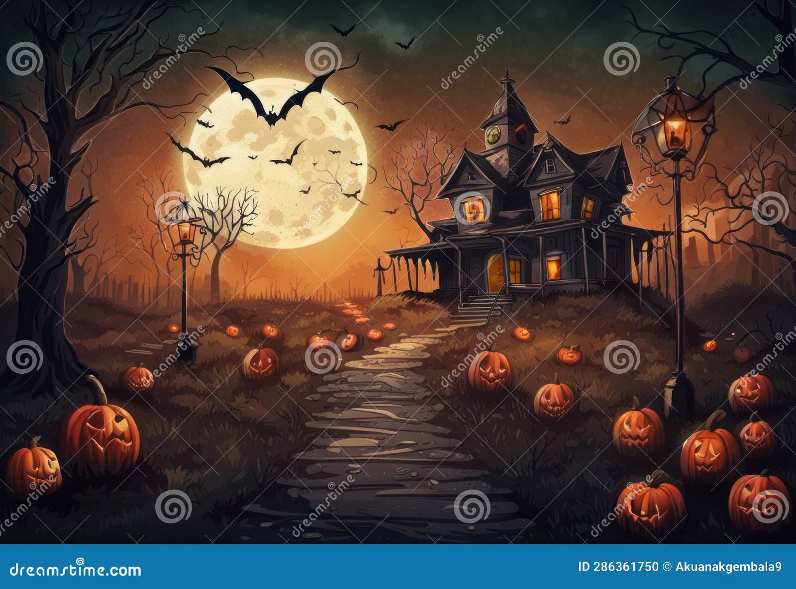 Creepy Retro Style Halloween Background Stock Illustration ...
