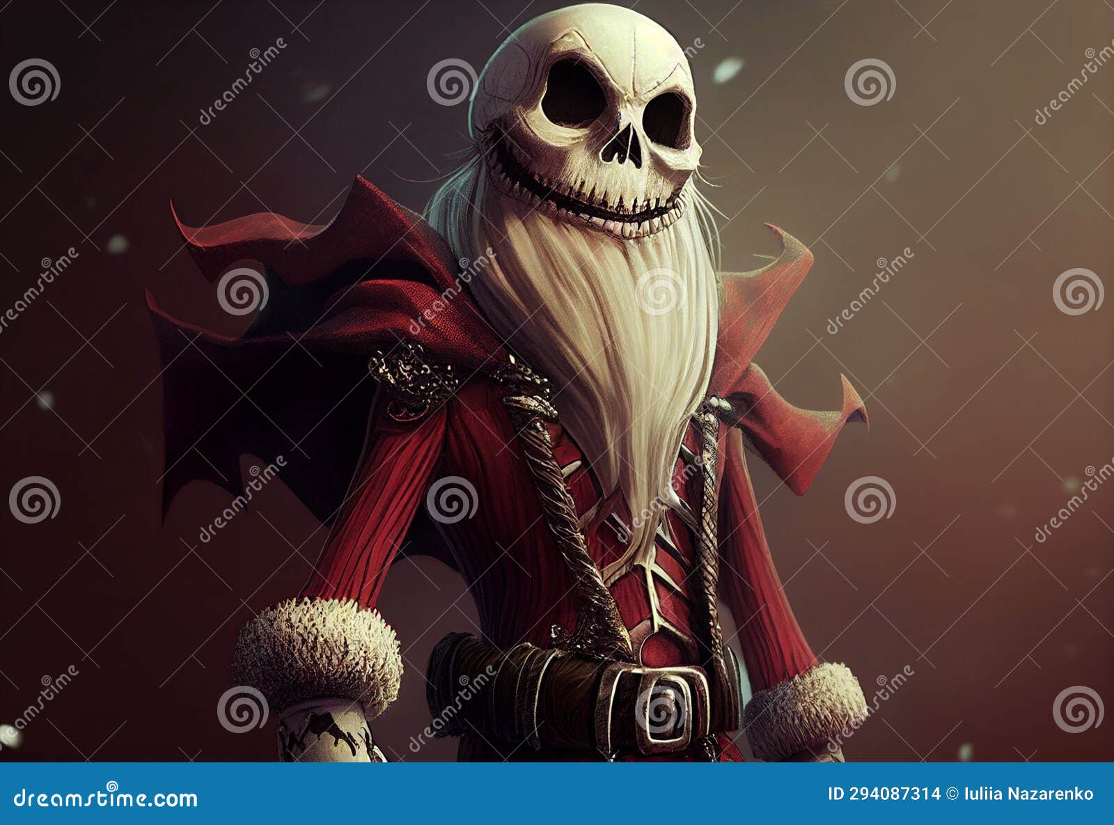 A Skeleton in a Santa Claus Costume. AI Generated Stock Illustration ...