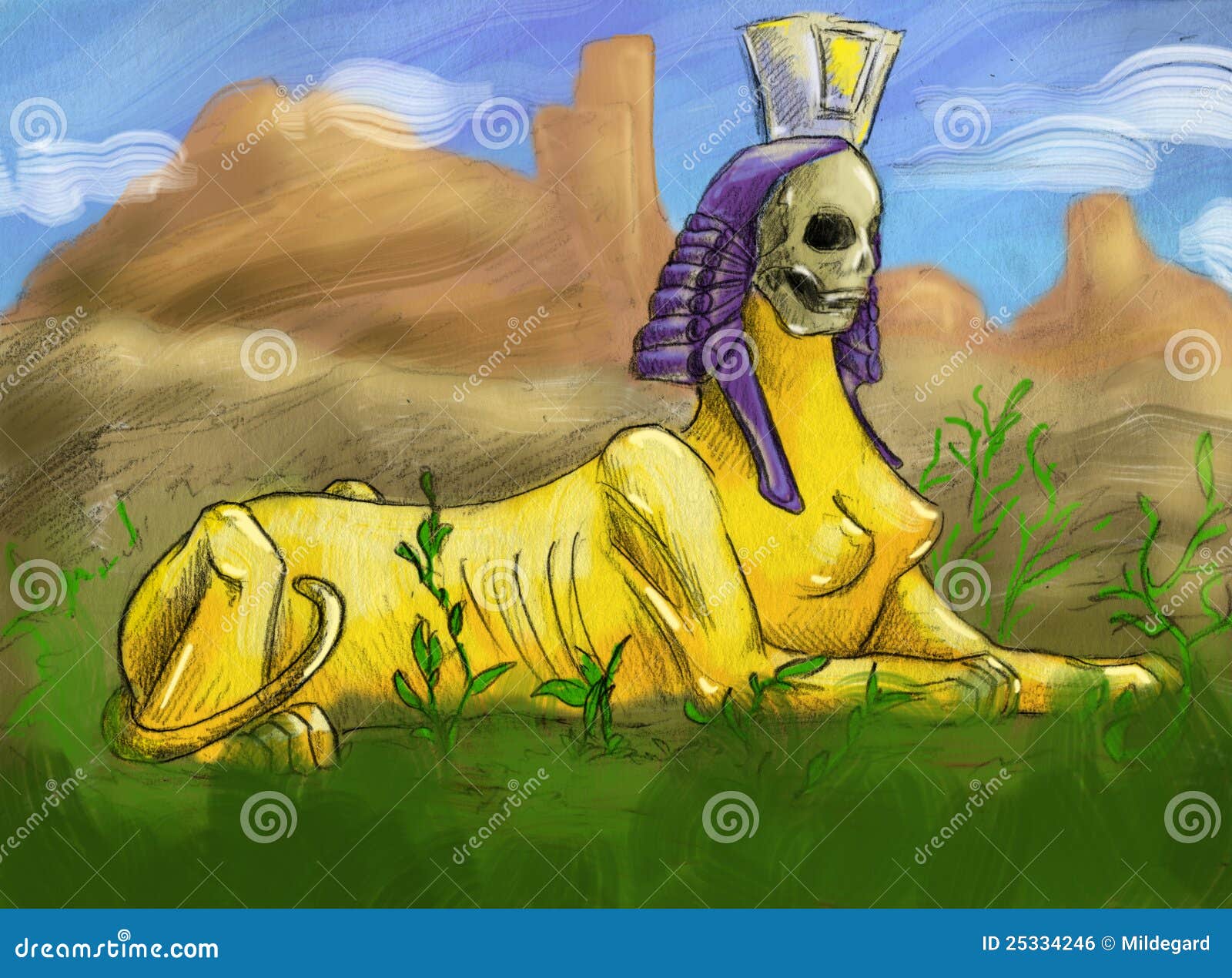 Creepy sphinx stock illustration. Illustration of colors - 25334246