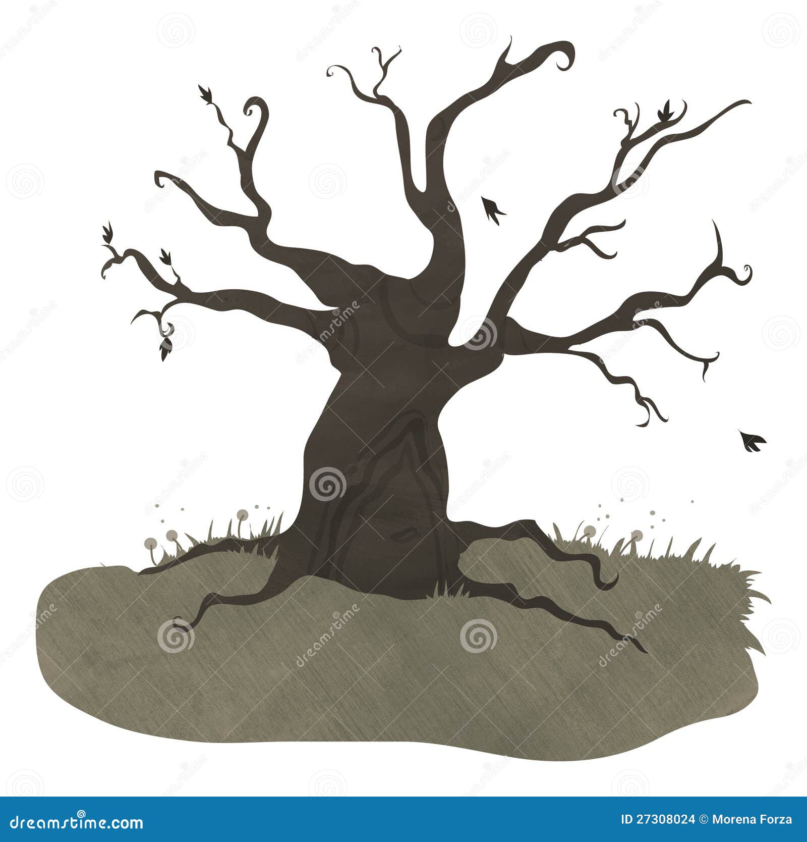 Creepy Tree Halloween Background With Full Moon Cartoon Vector ...