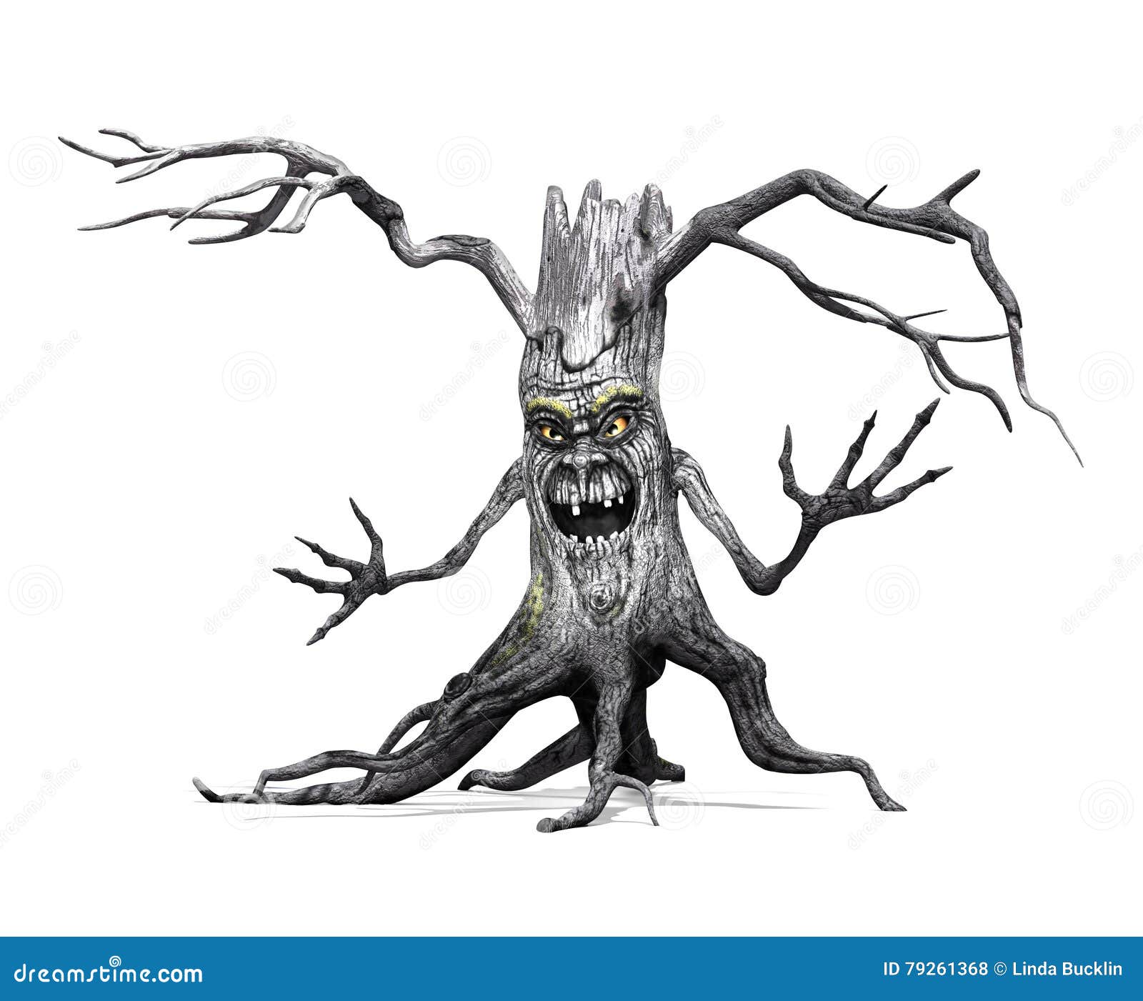 Creepy Tree Offers a Friendly Greeting. Stock Illustration ...
