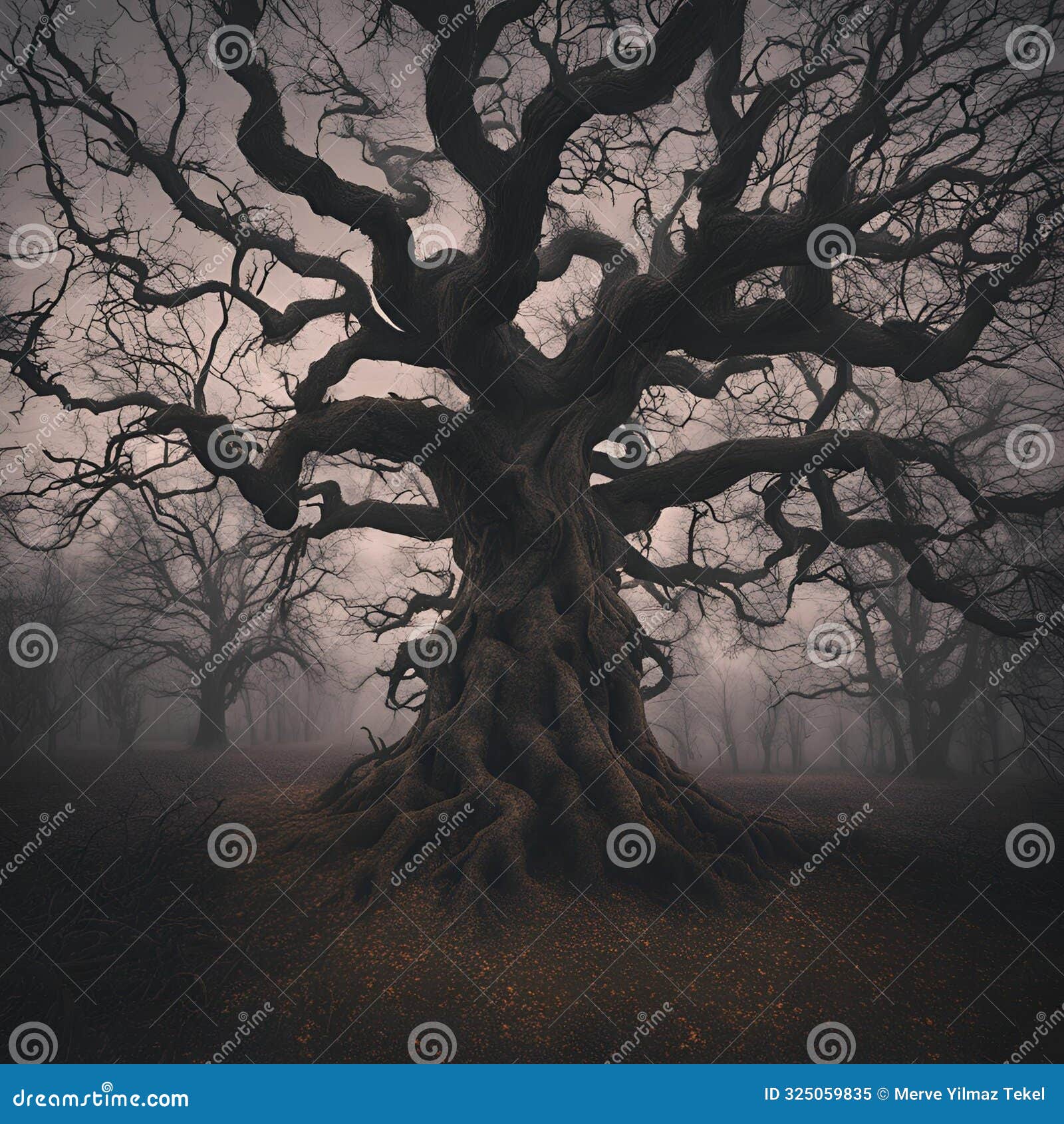 A creepy tree stock image. Image of autumn, night, moon - 325059835