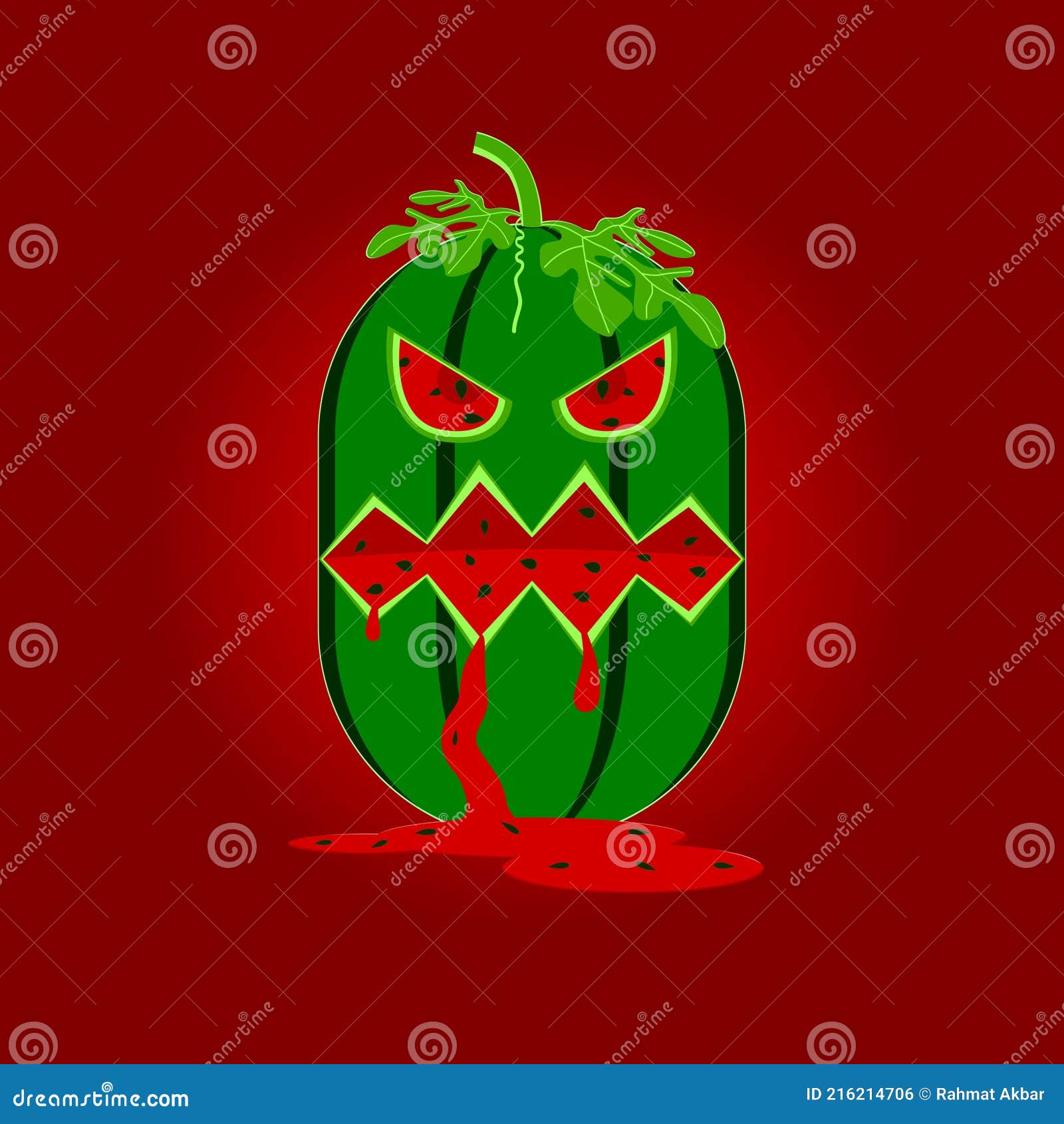 Creepy Watermelon Character Stock Illustration - Illustration of icon, food: 216214706