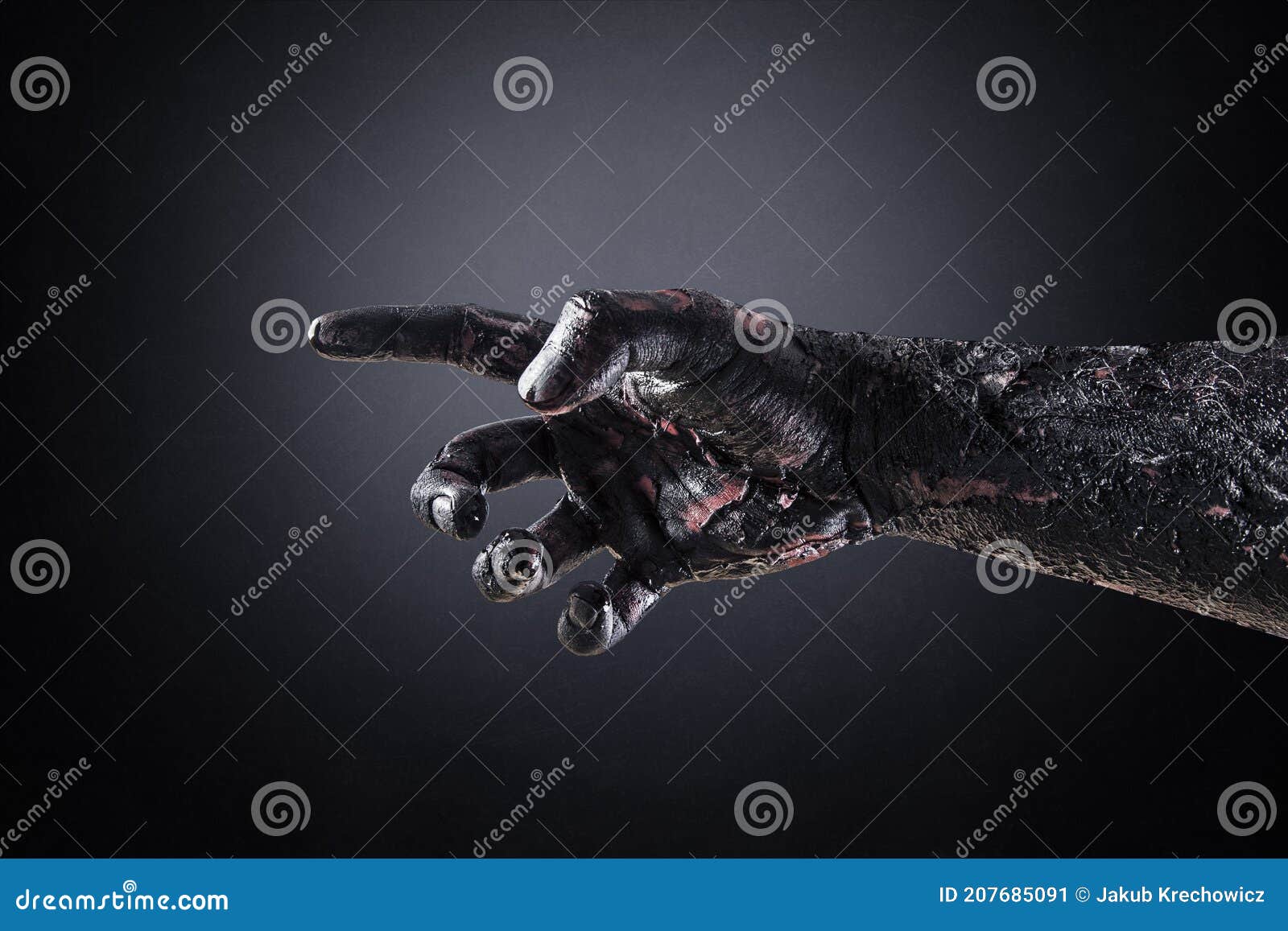 Creepy Zombie Hand Over Dark Background Stock Image - Image of human ...