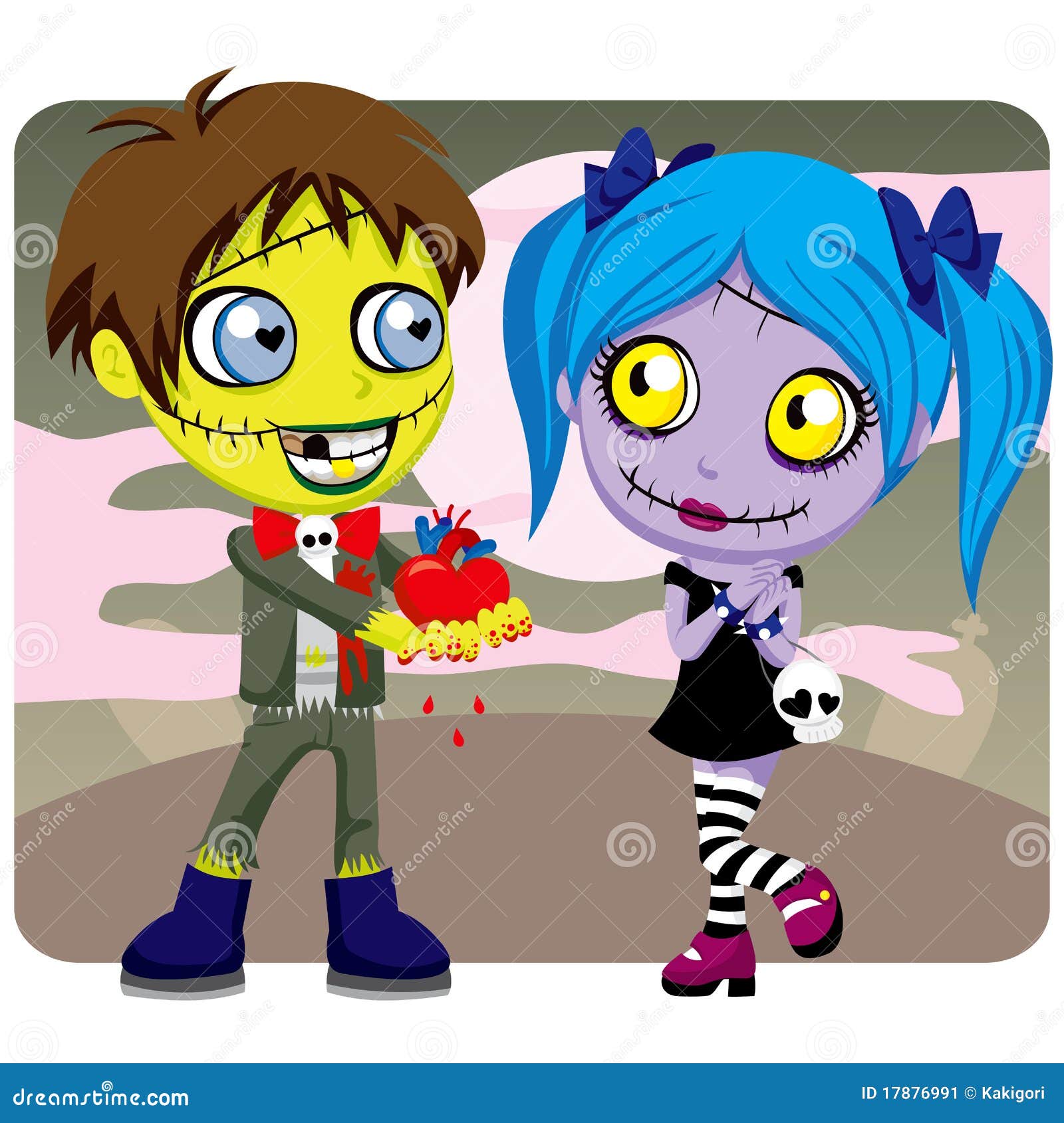 Creepy Zombie Love stock vector. Illustration of girl - 17876991