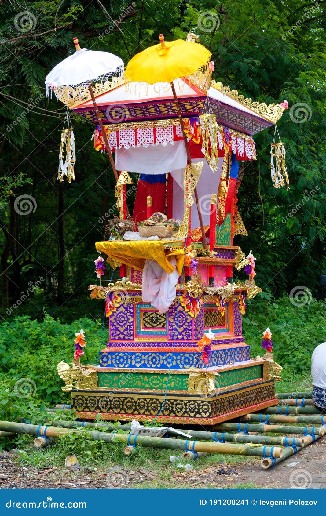 Cremation Process, Traditional Decorated Coffin with Bright Patterns ...