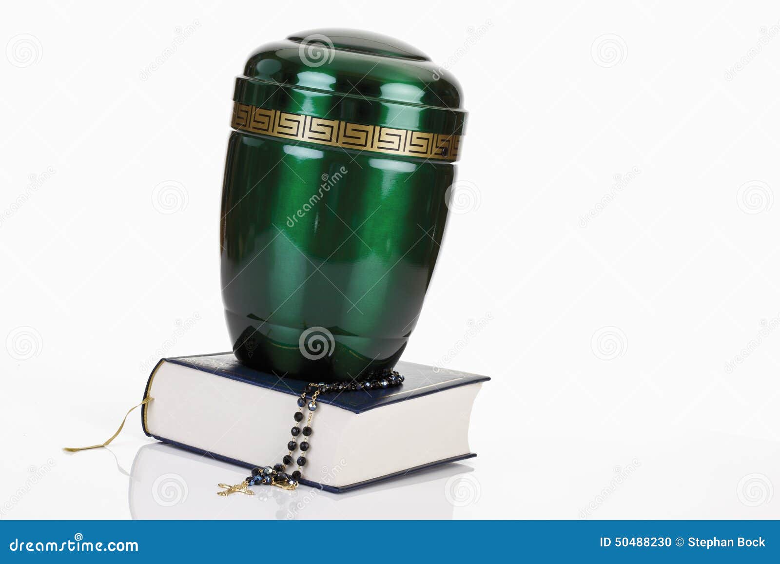 Cremation Urn with Bible and Rosary Stock Photo - Image of sacred ...
