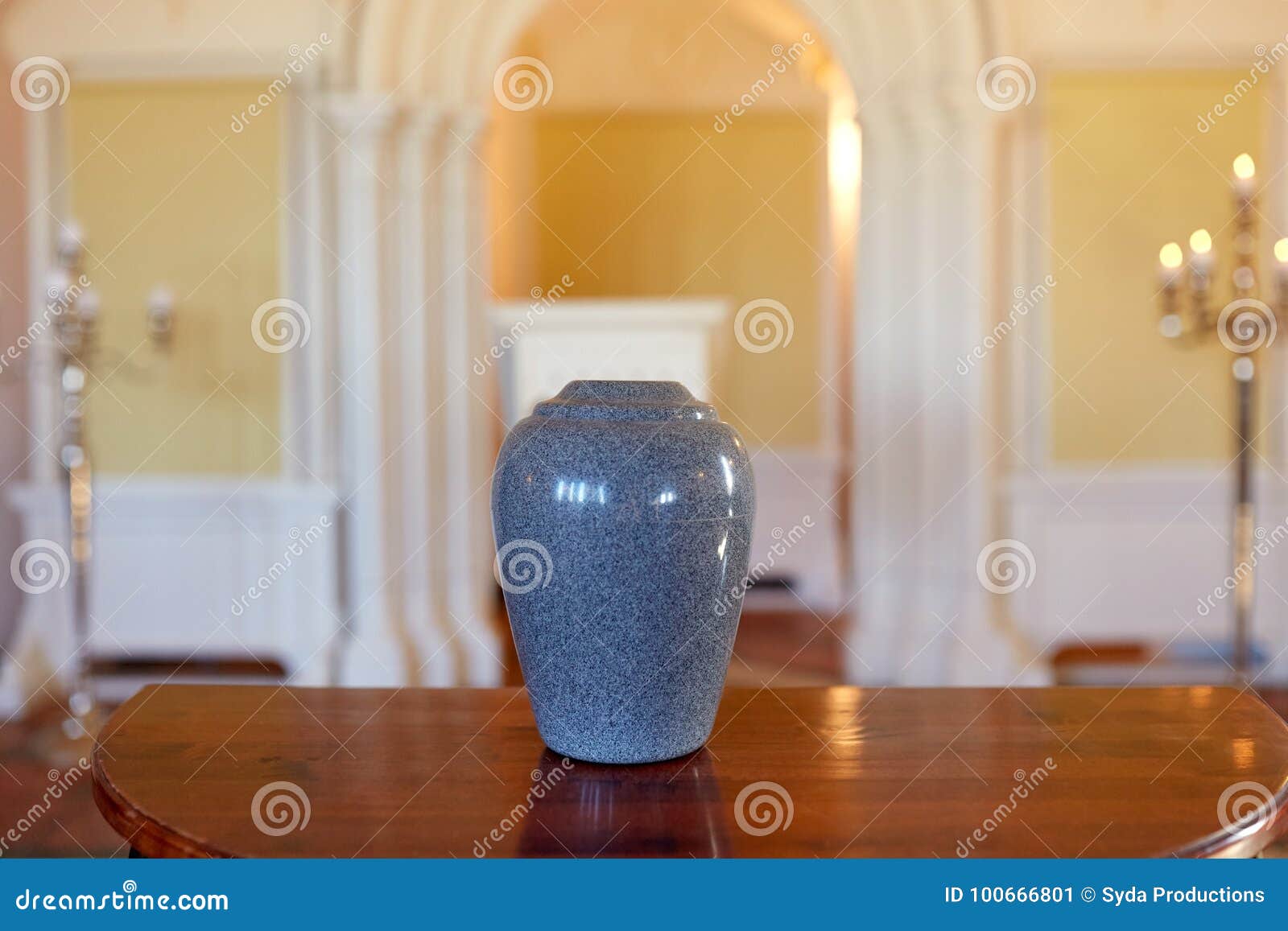 Cremation Urn on Table in Church Stock Image - Image of funeral, room ...