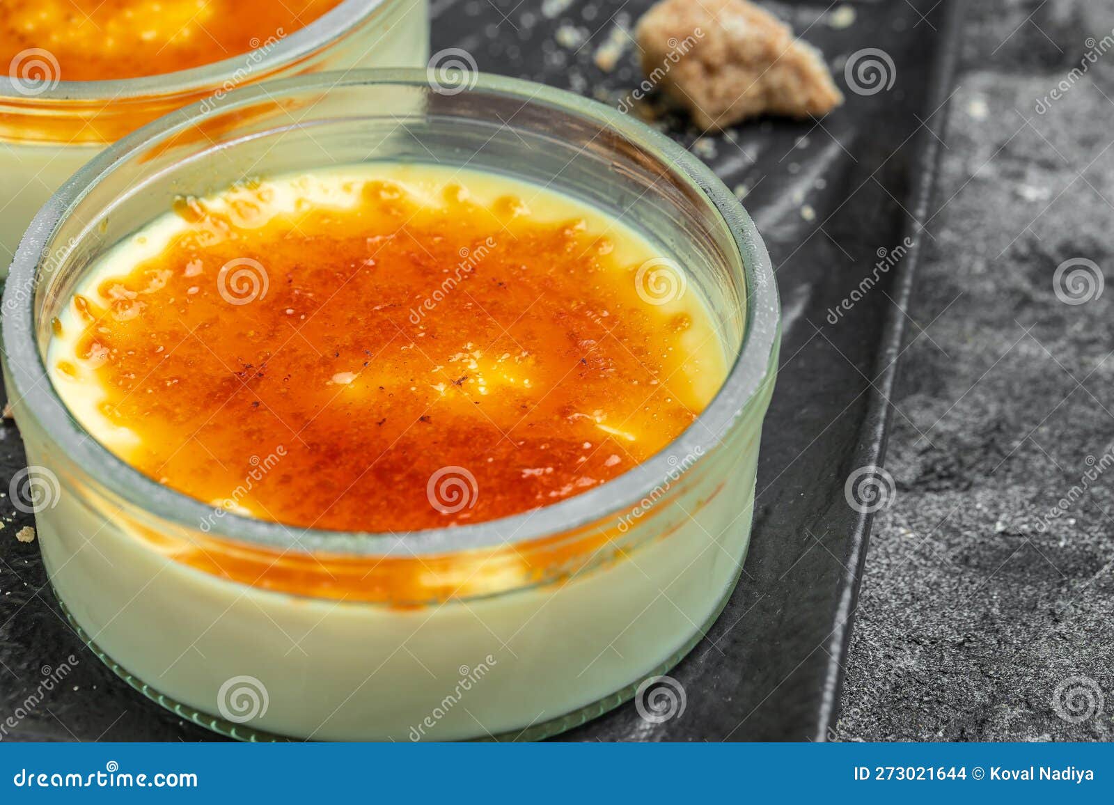 Creme Brulee Traditional French Vanilla Cream Dessert With Caramelised
