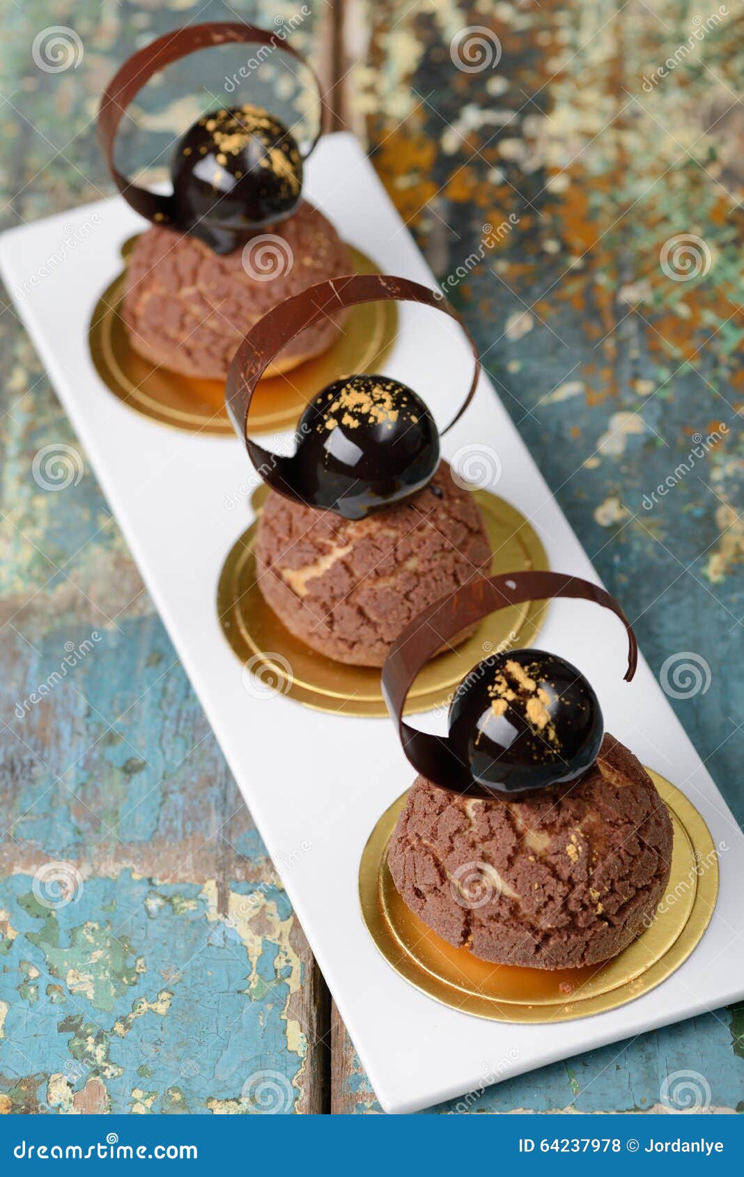 Cremeux Chocolate Choux Dessert Stock Photo - Image of fancy, closeup ...