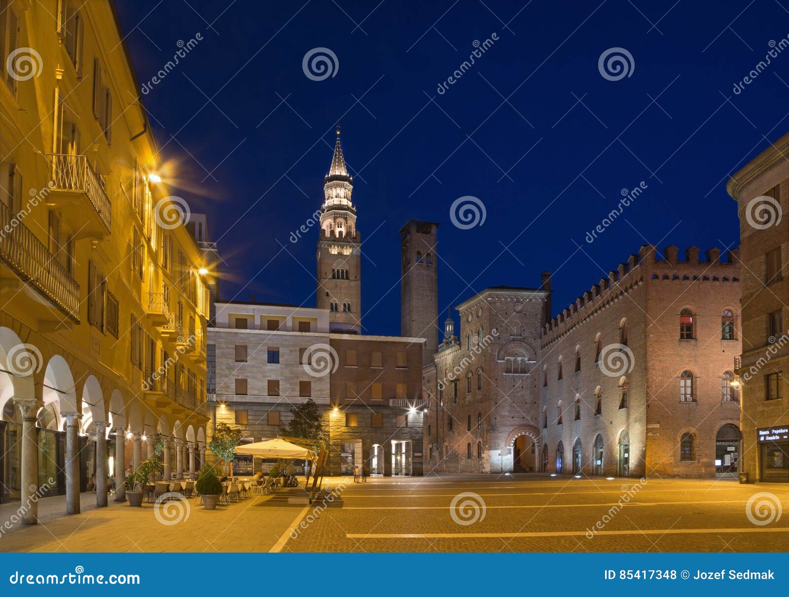 CREMONA, ITALY - MAY 24, 2016: the Piazza Cavour Square at Dusk ...