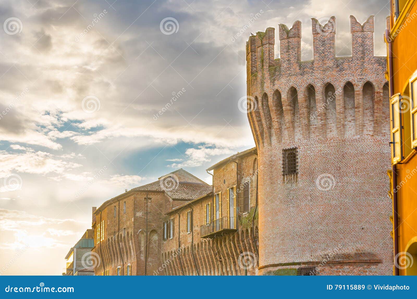 Crenellated tower stock image. Image of grating, italy - 79115889